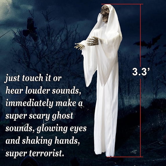 Sunrise Hanging Halloween Ghost Decoration with sound (White) - Walmart.com
