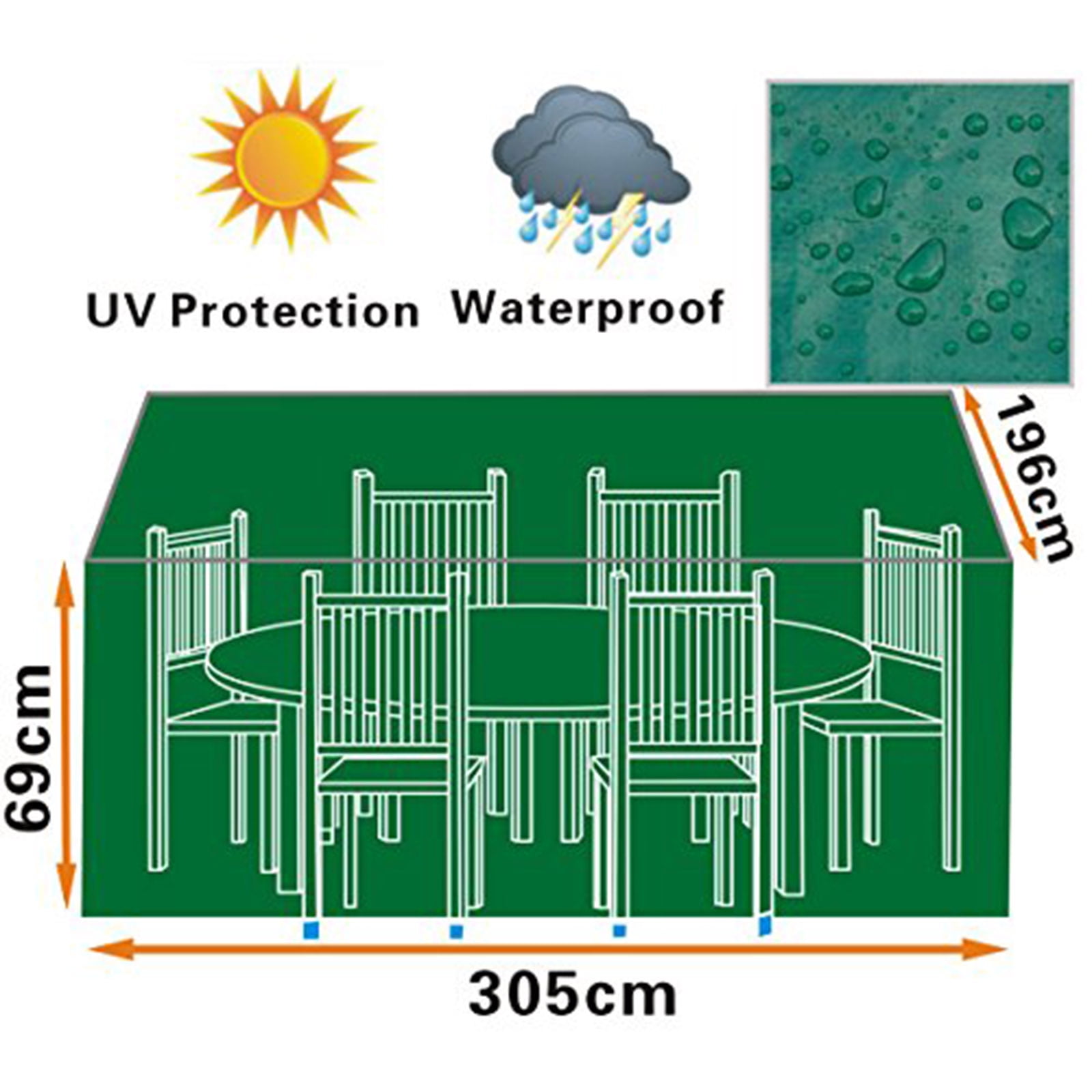 Sunrise Outdoor Garden Furniture Cover, Protection for Rectangle Table ...
