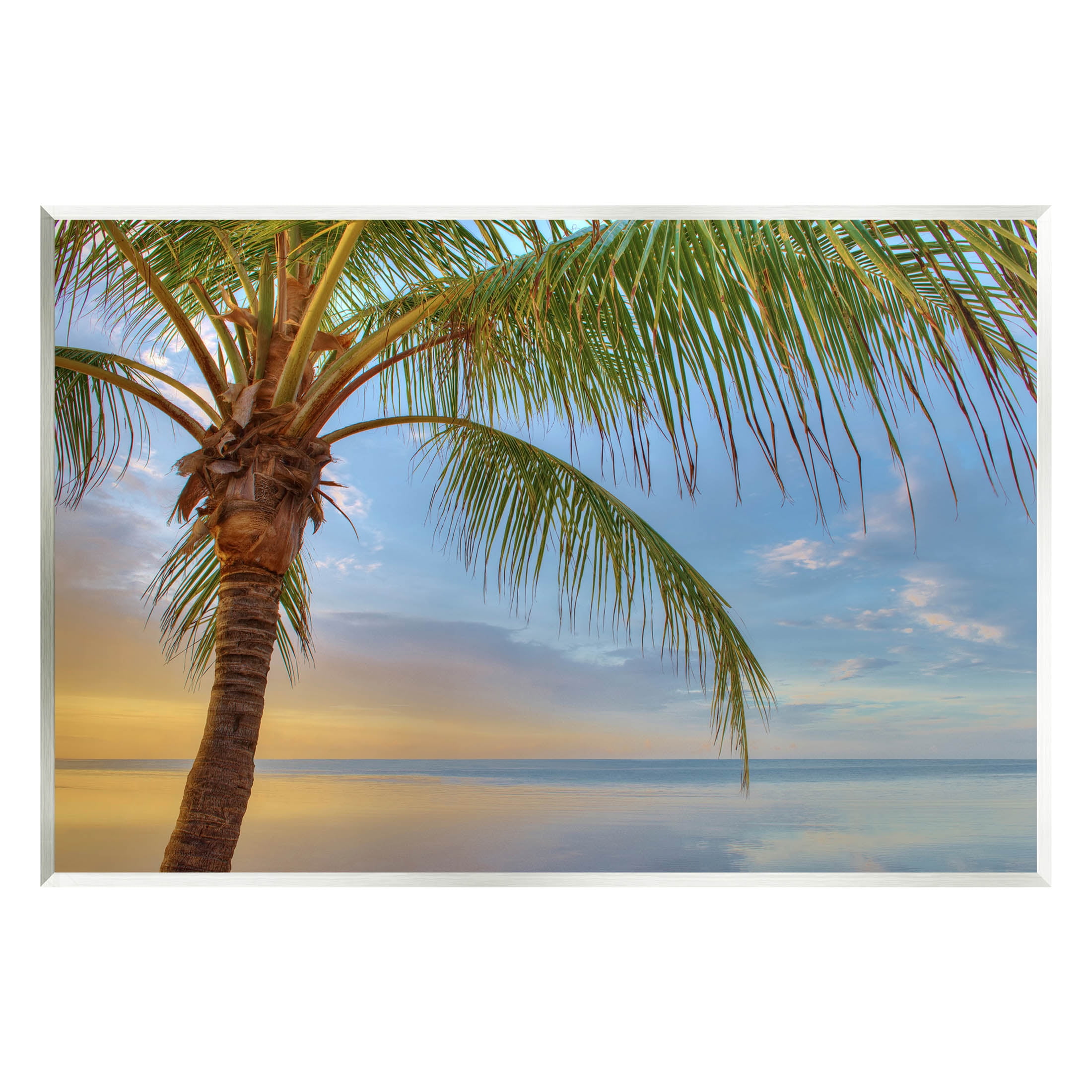 Sunrise Palm Tree Sky Reflection Coastal Photograph Unframed Art Print ...