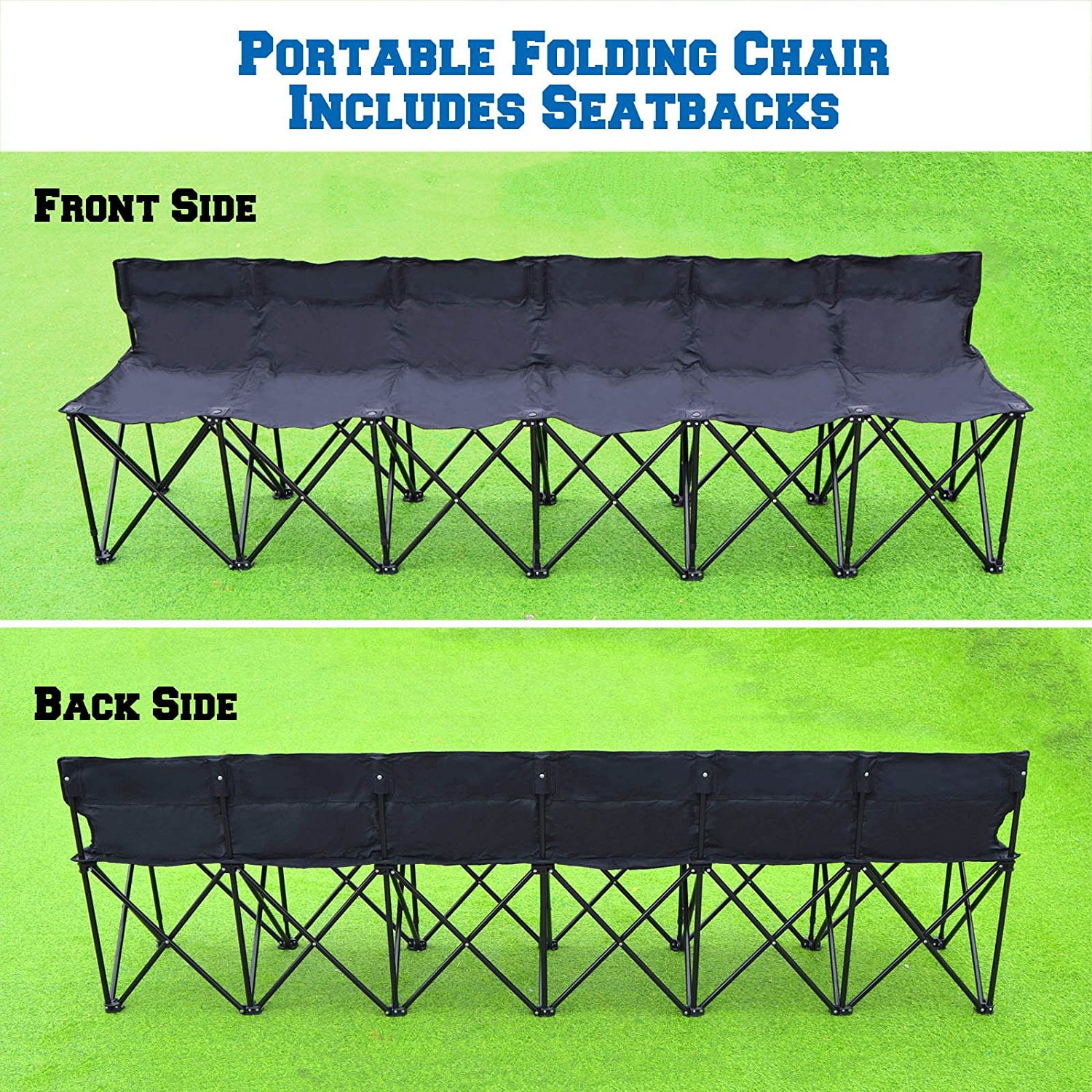 Sunrise Portable Outdoor 6 Person Sideline Bench Folding Team Sport ...