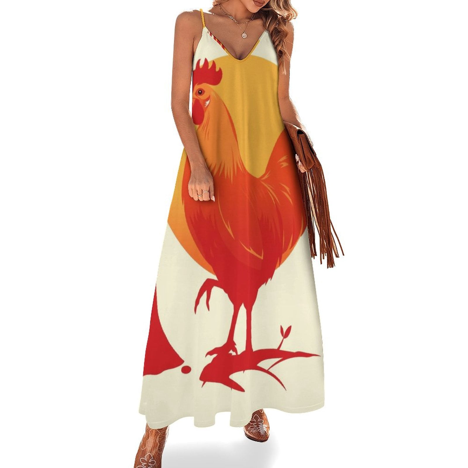 Sunrise Rooster Silhouette Sleeveless Dress Dresses for Women 2025 ...