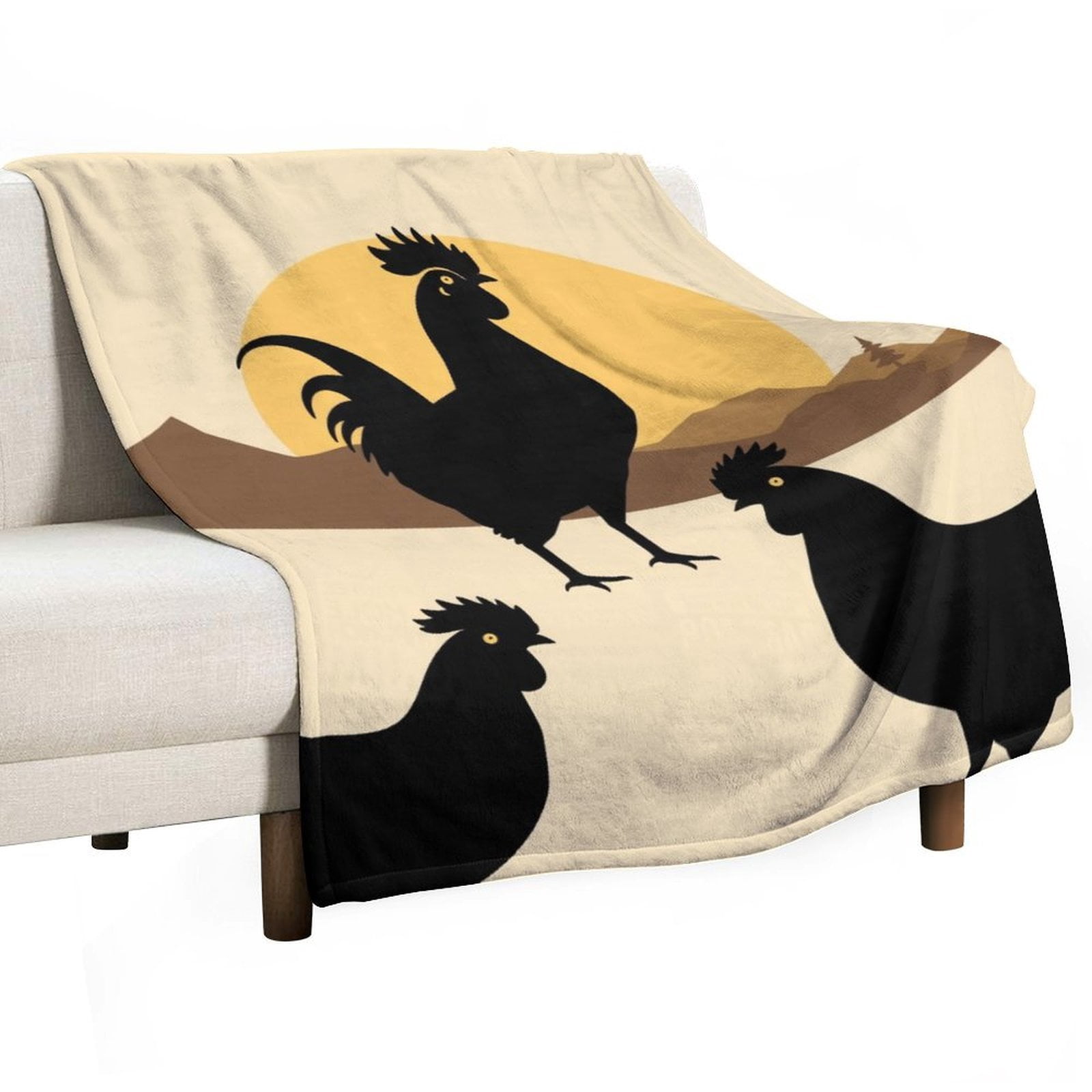 Sunrise Rooster Silhouettes Throw Blanket for Sofa Luxury Home Interior ...