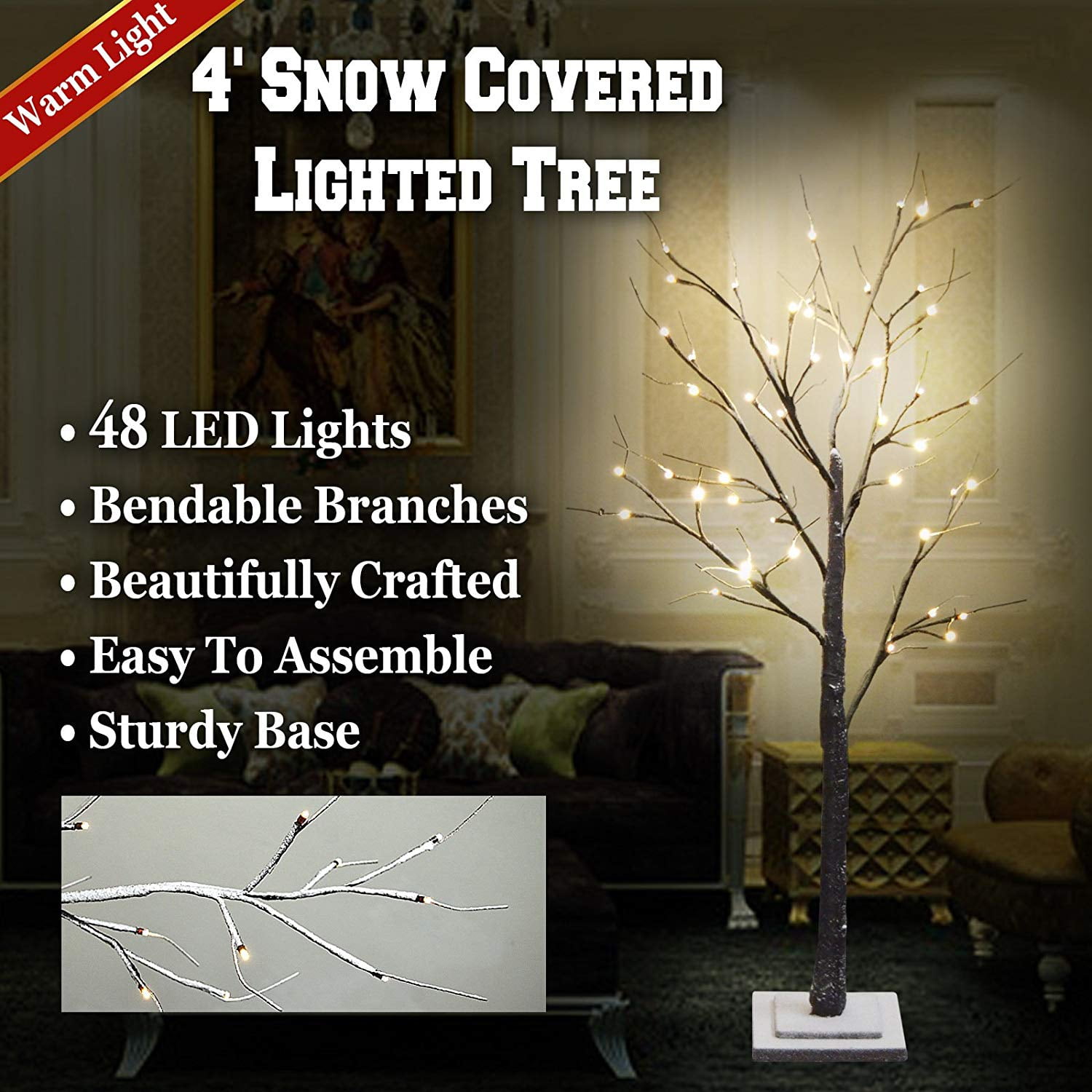 Sunrise Snow Tree Snow Flake Decoration Light Indoor and Outdoor Use ...