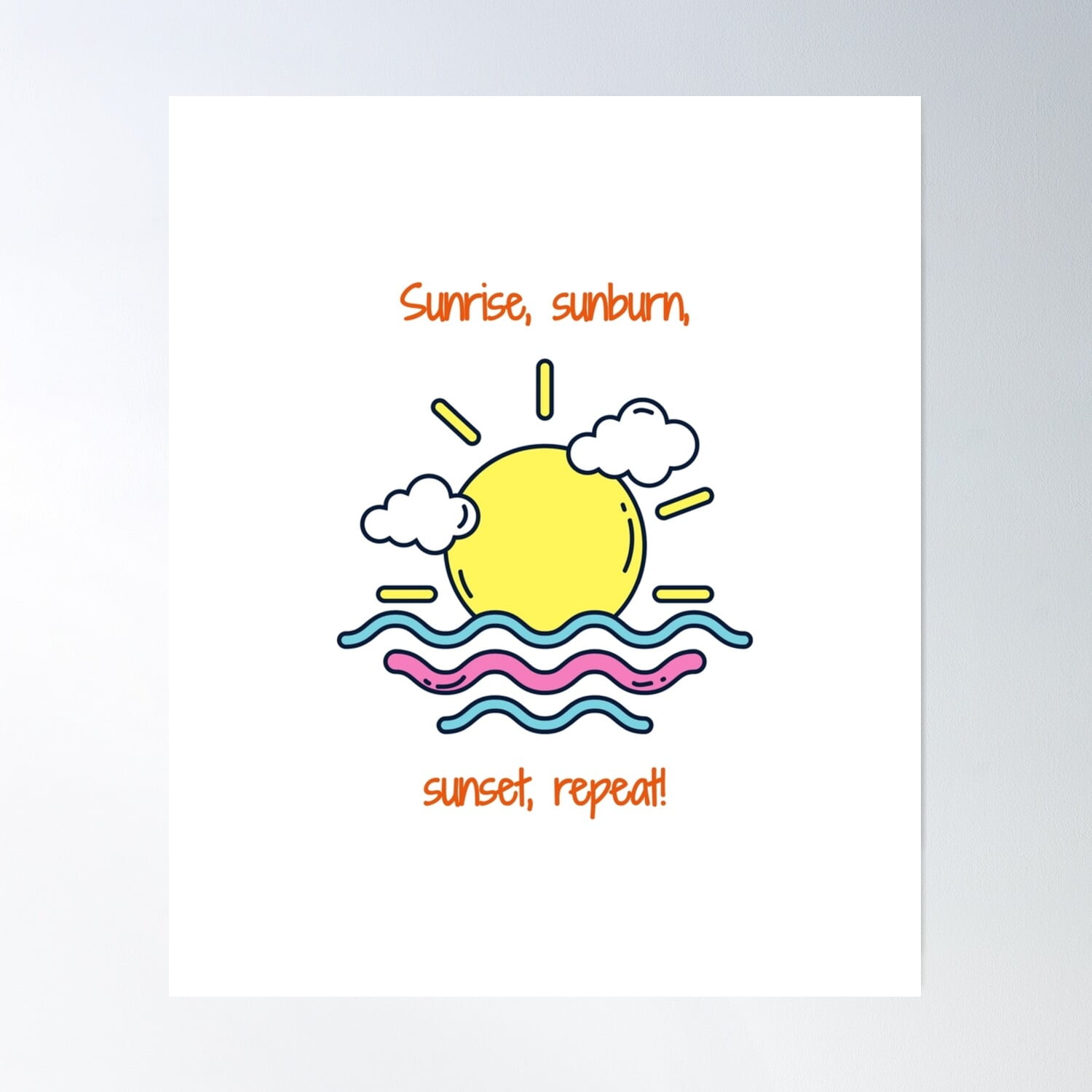 Sunrise, Sunburn, Sunset, Repeat. Poster Wall Art, Modern Wall Decor ...