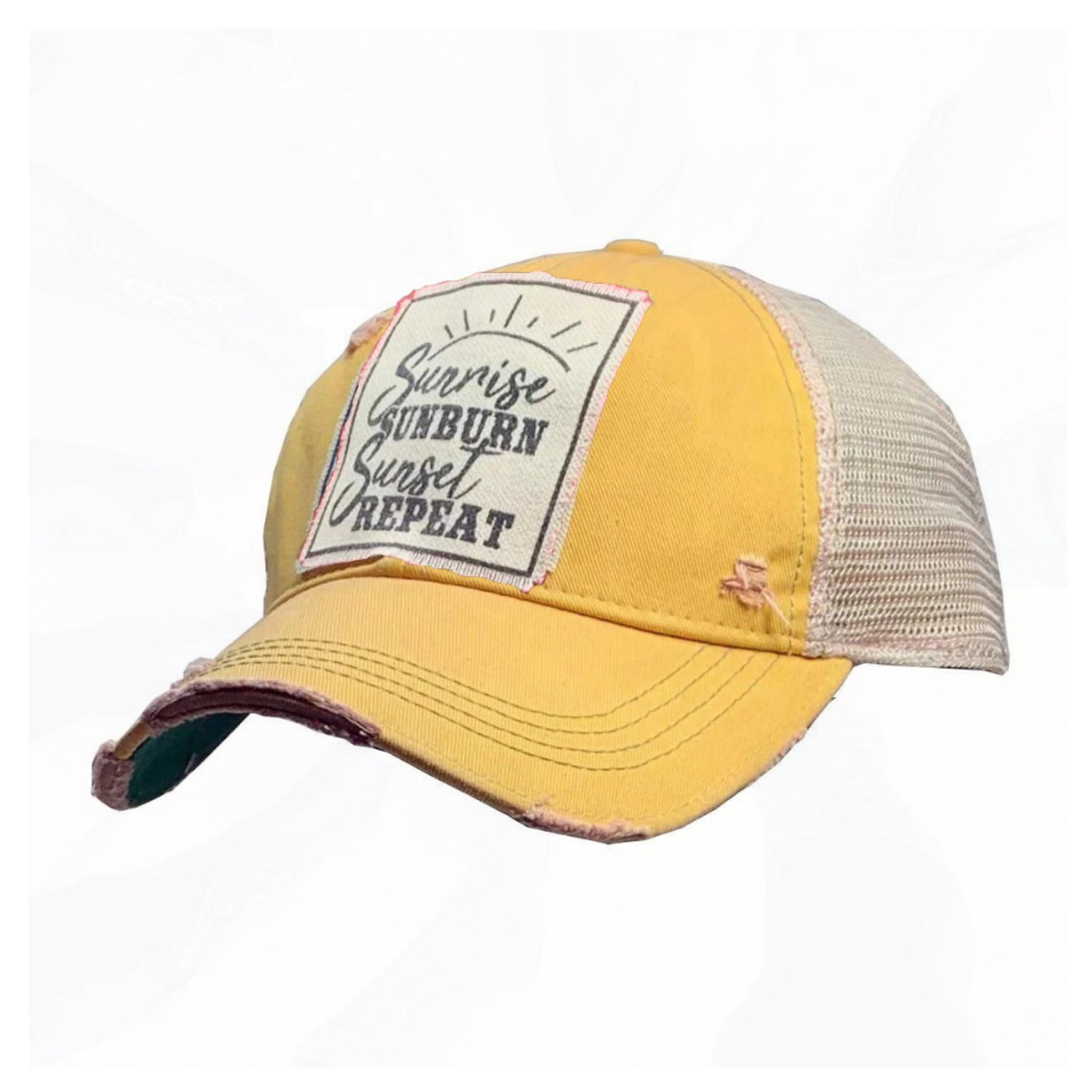 Sunrise Sunburn Sunset Repeat Trucker Hat - Yellow - Walmart.com