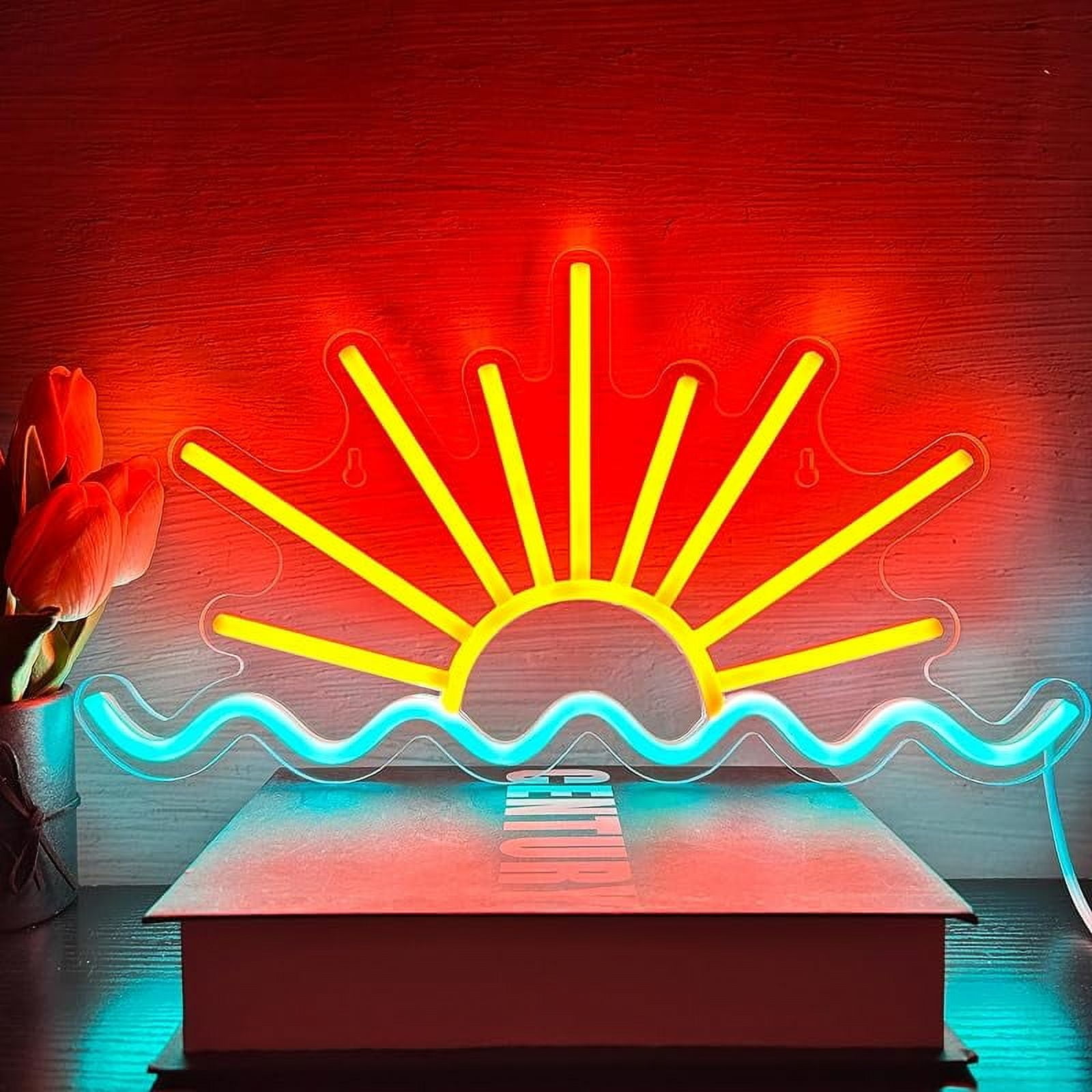 Sunrise Sunset Neon Sign Sun Wave Led Neon Signs Beach Sea Wave Led ...