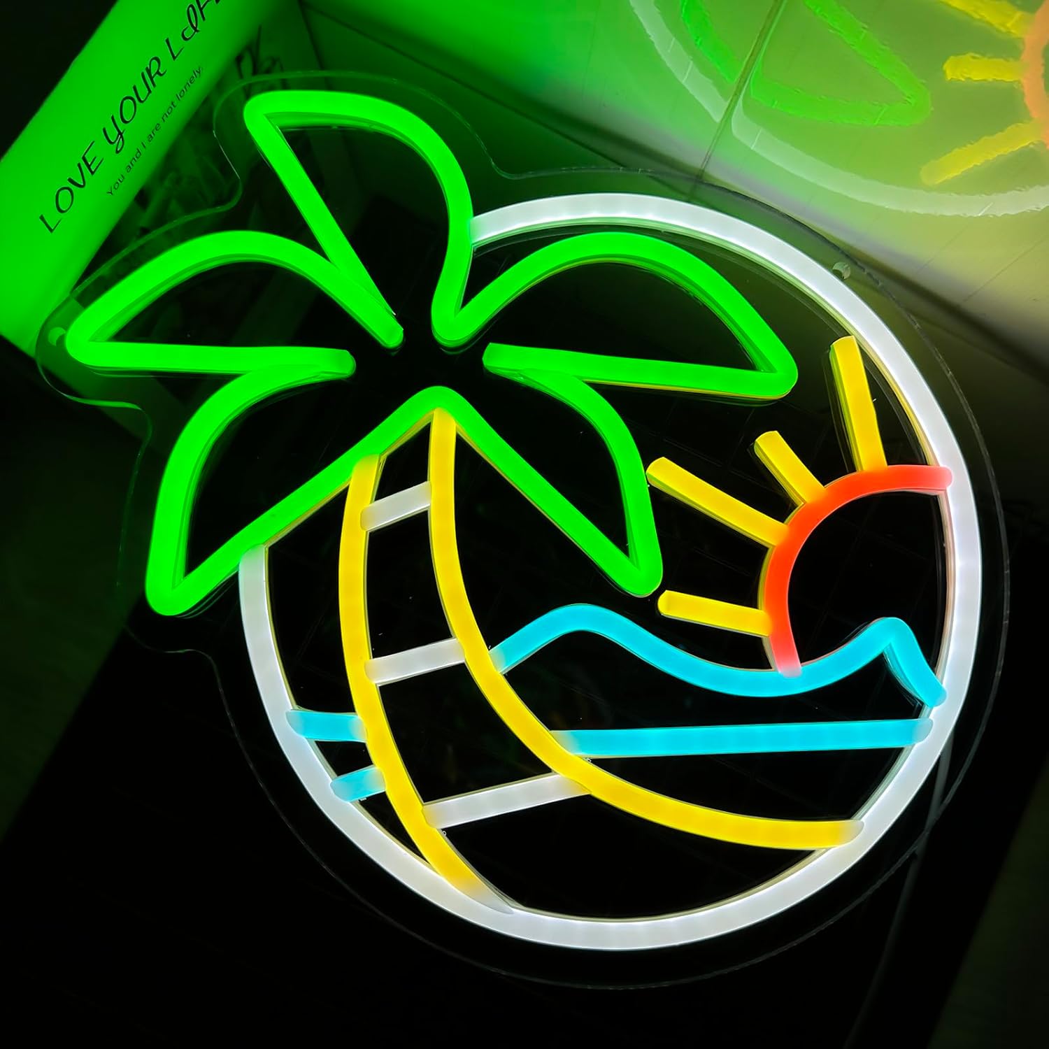 Sunrise Sunset Neon Signs for Wall Decor Tropical Surf Wave LED Lights ...