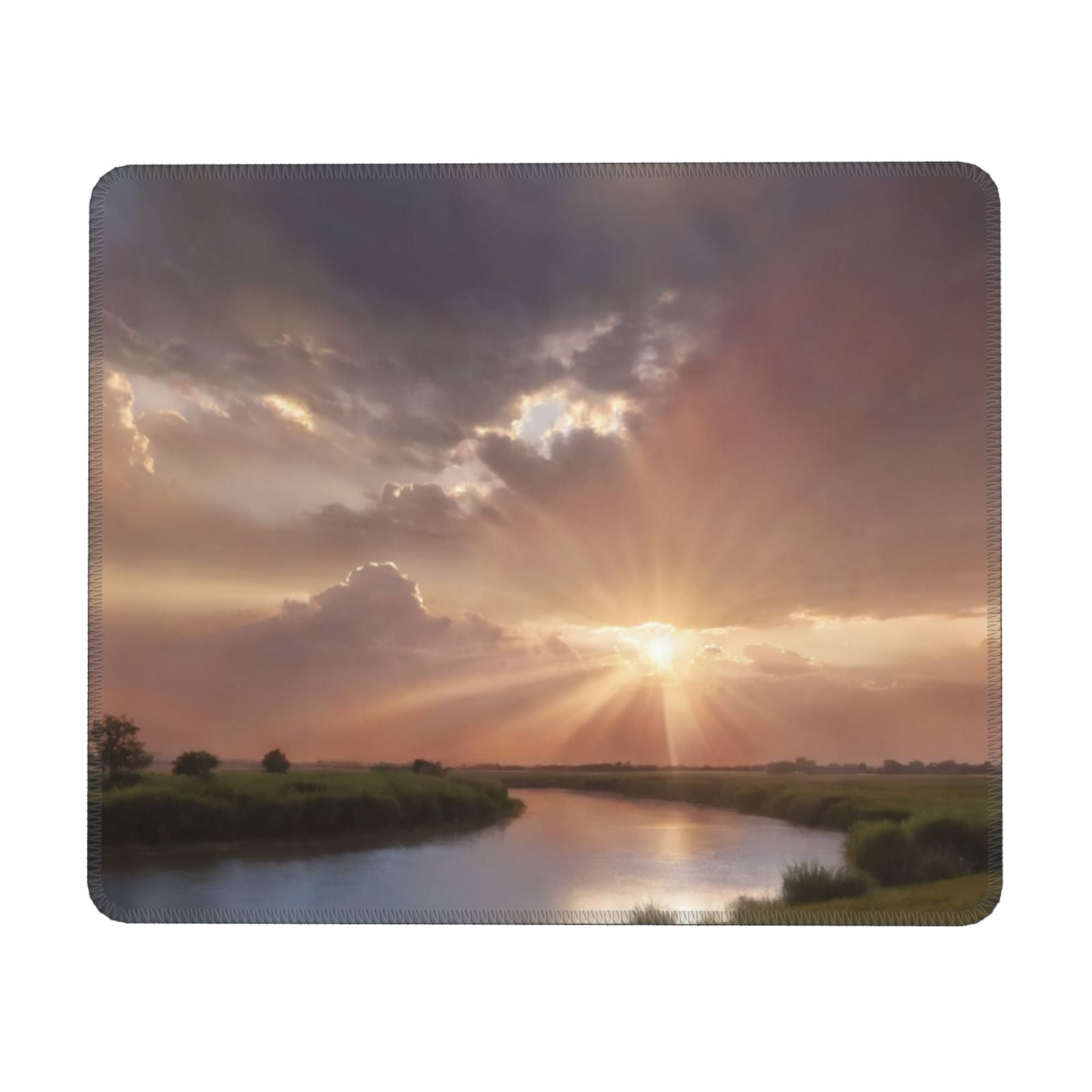 Sunrise/Sunset and River Square mouse pad, computer mouse pad, with ...