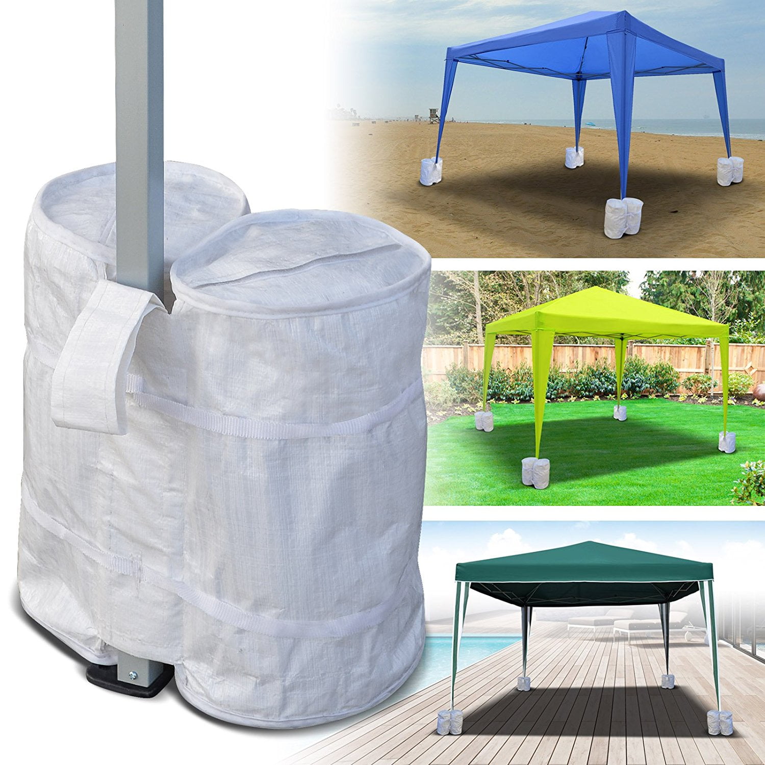 Sunrise Umbrella 22 lbs White Sand Bag Outdoor Canopy Weights (4 Count ...