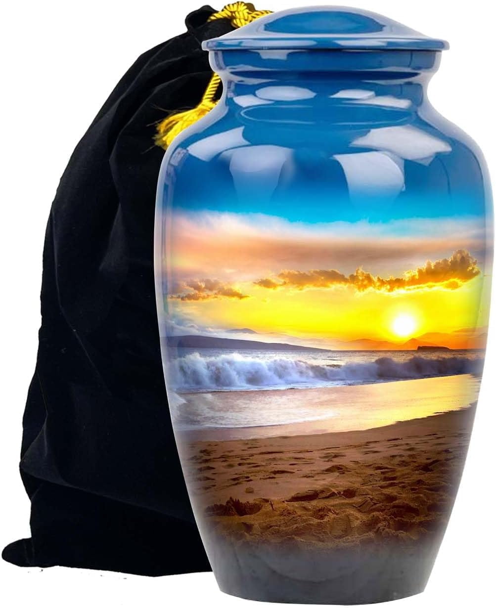 Sunrise Urn for Human Ashes -Beach Sunset Urns for Ashes Adult urn-Hand ...