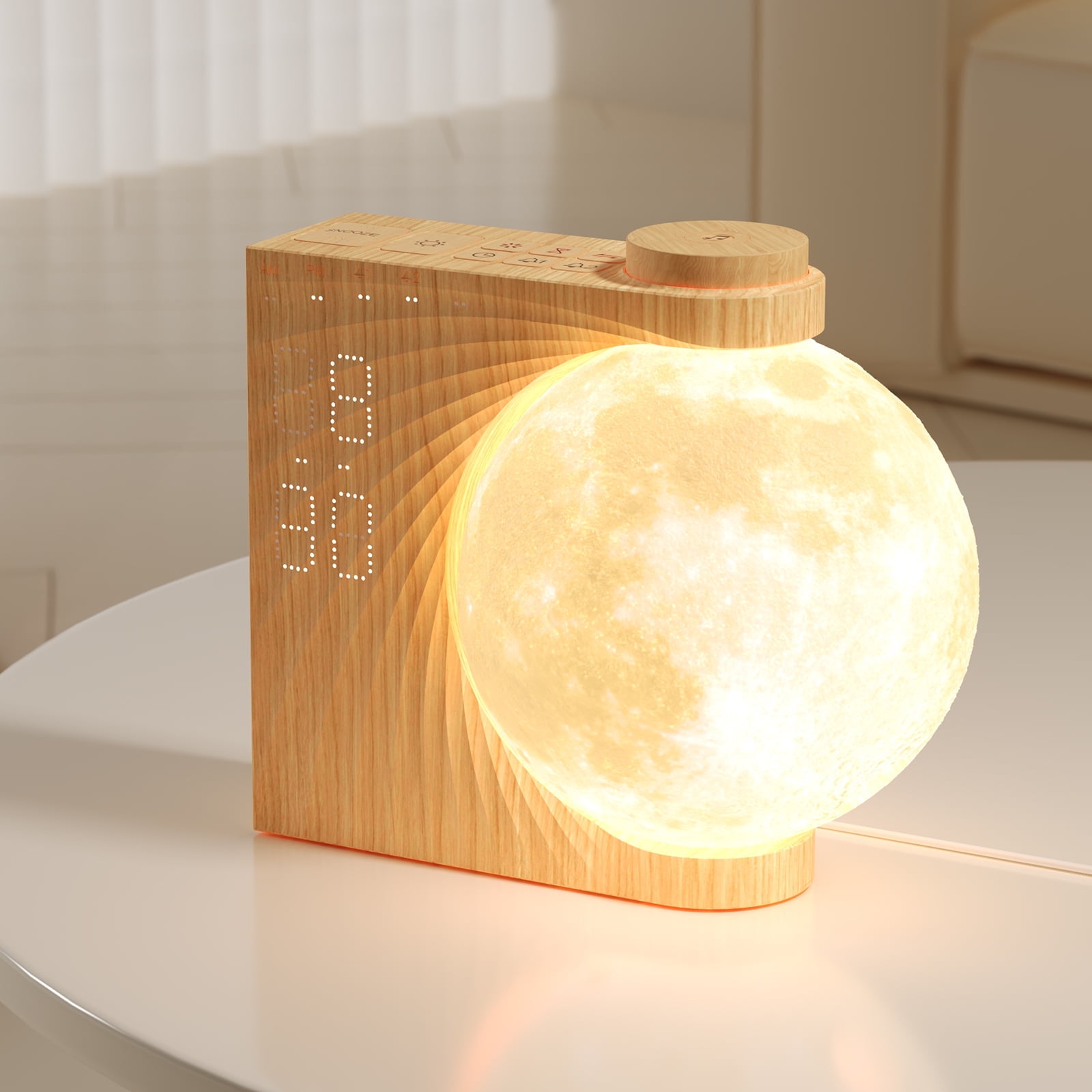 Sunrise Wake Up Light 3-in-1 Moon Dual Alarm Clock With RGB Light ...