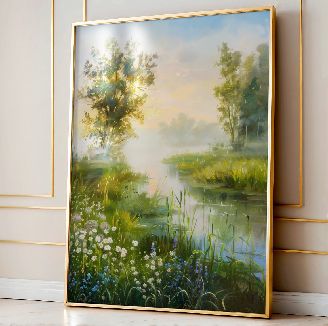 Sunrise Watercolor Print, Summer Landscape Wall Art, Neutral Evening ...