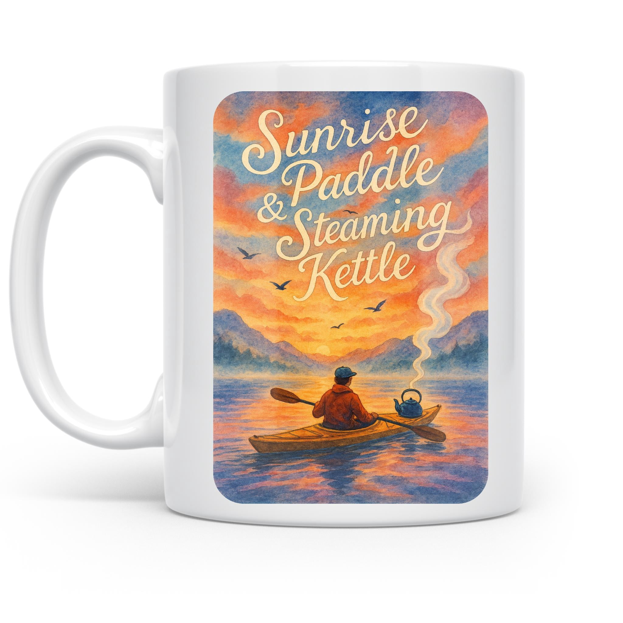 Sunrise Paddle 11 oz Coffee Mug - For Kayakers White Ceramic Gift ...