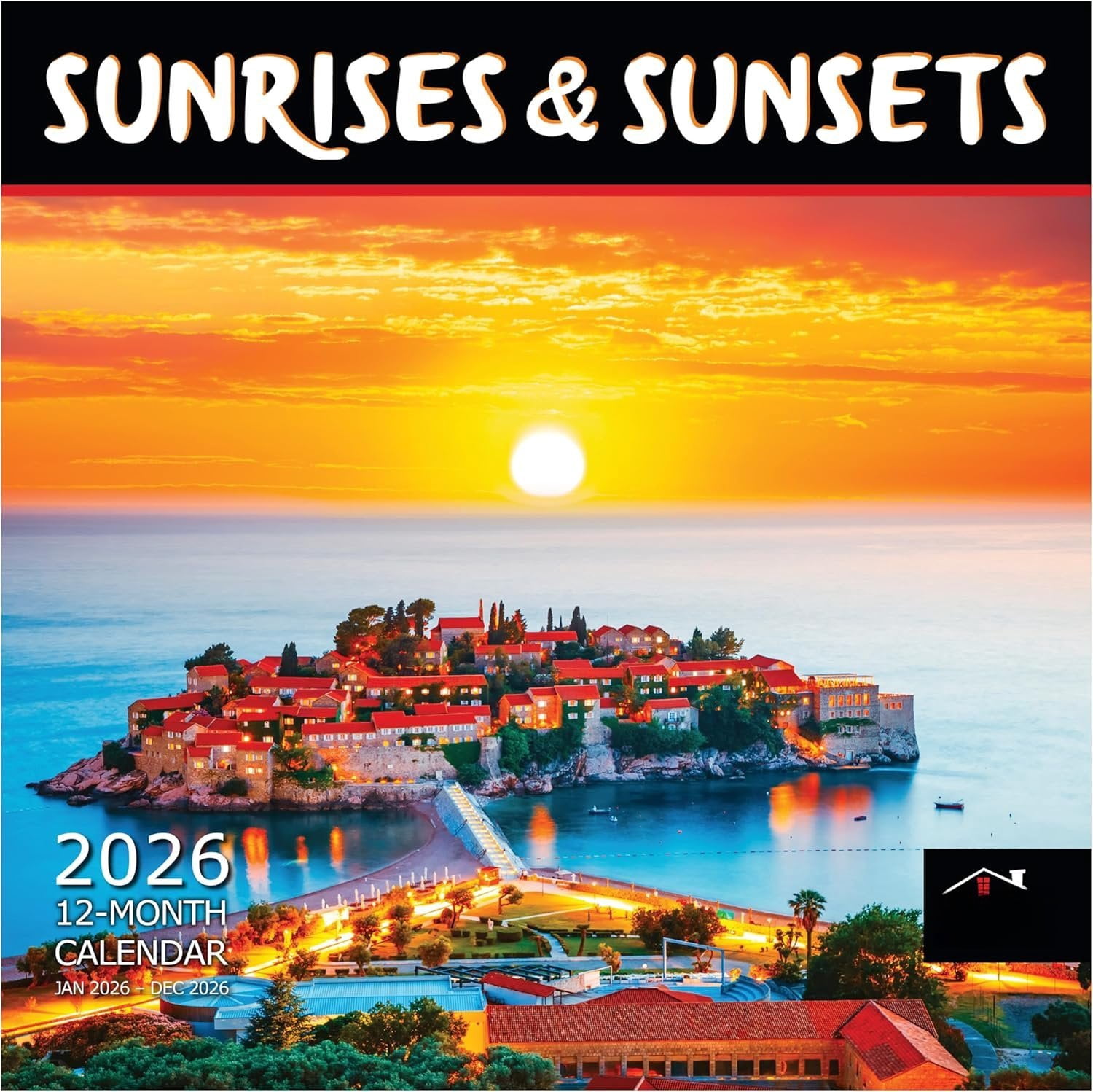 Sunrises & Sunsets 2026 Wall Calendar 12 Month | 12" x 24" Open | Thick ...