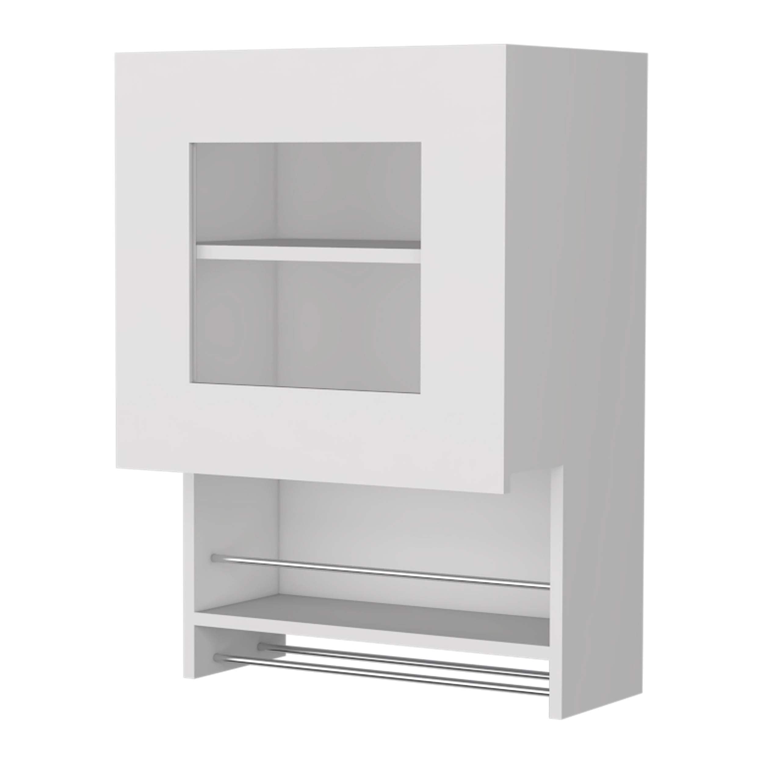 Sunriver Corner Shelf With Cabinet, 3 Tier Shelf, Metal Handles White ...