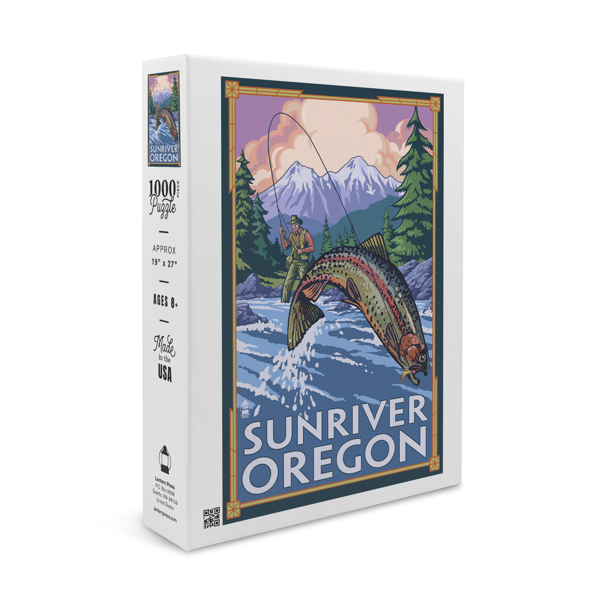 Sunriver, Oregon, Angler Fly Fishing Scene (Leaping Trout) (1000 Piece ...
