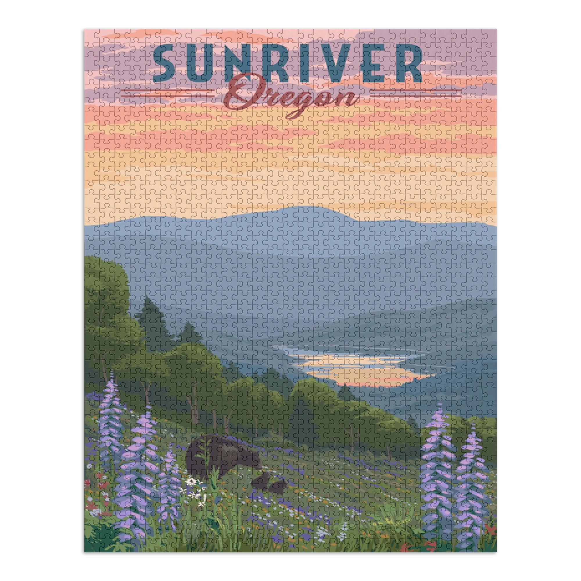 Sunriver, Oregon, Bear and Spring Flowers (1000 Piece Puzzle, Size ...