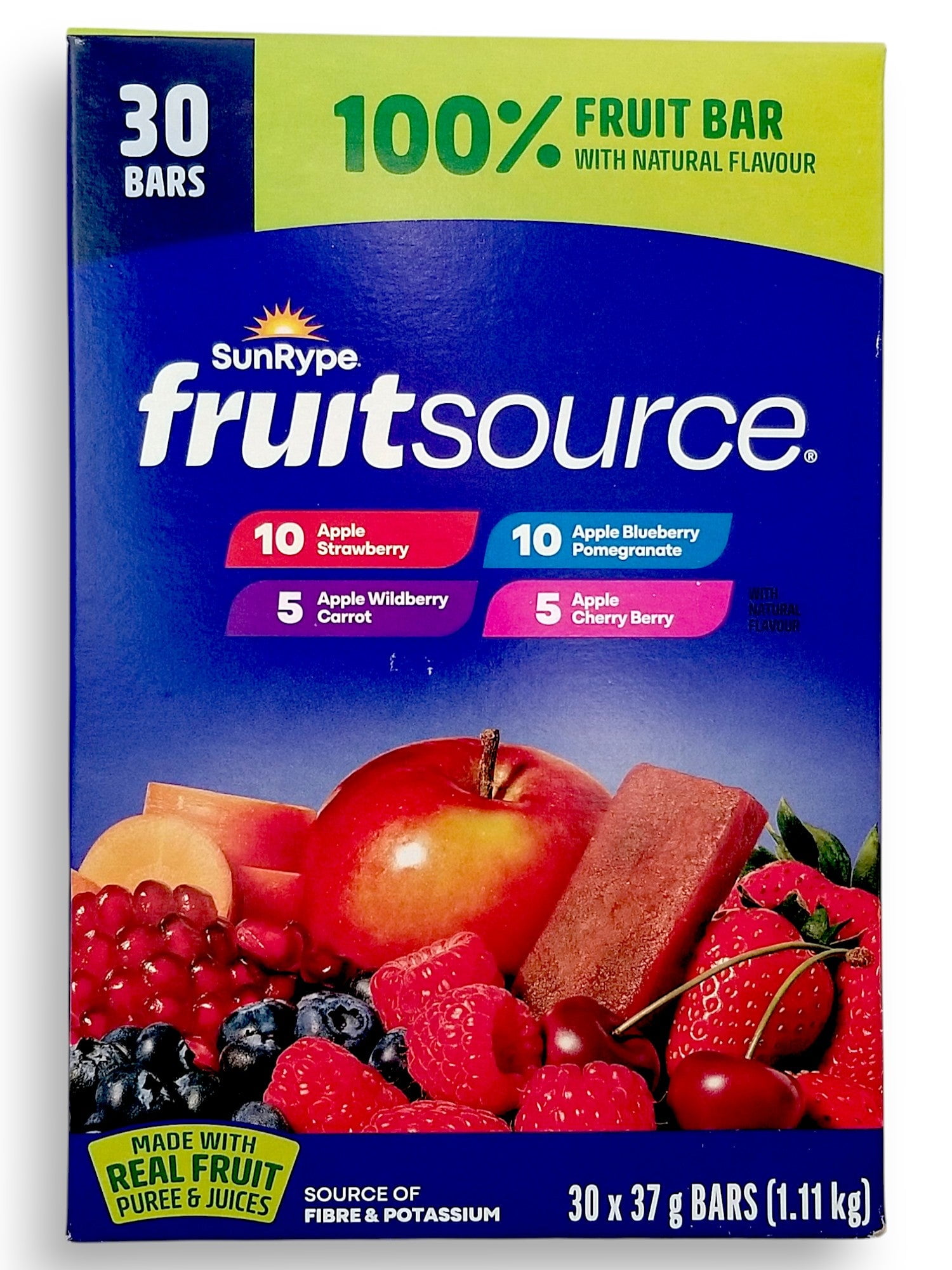 Sunrype Fruitsource 100% Fruit Bar, 30ct X 37g Bars, 4 Flavours ...