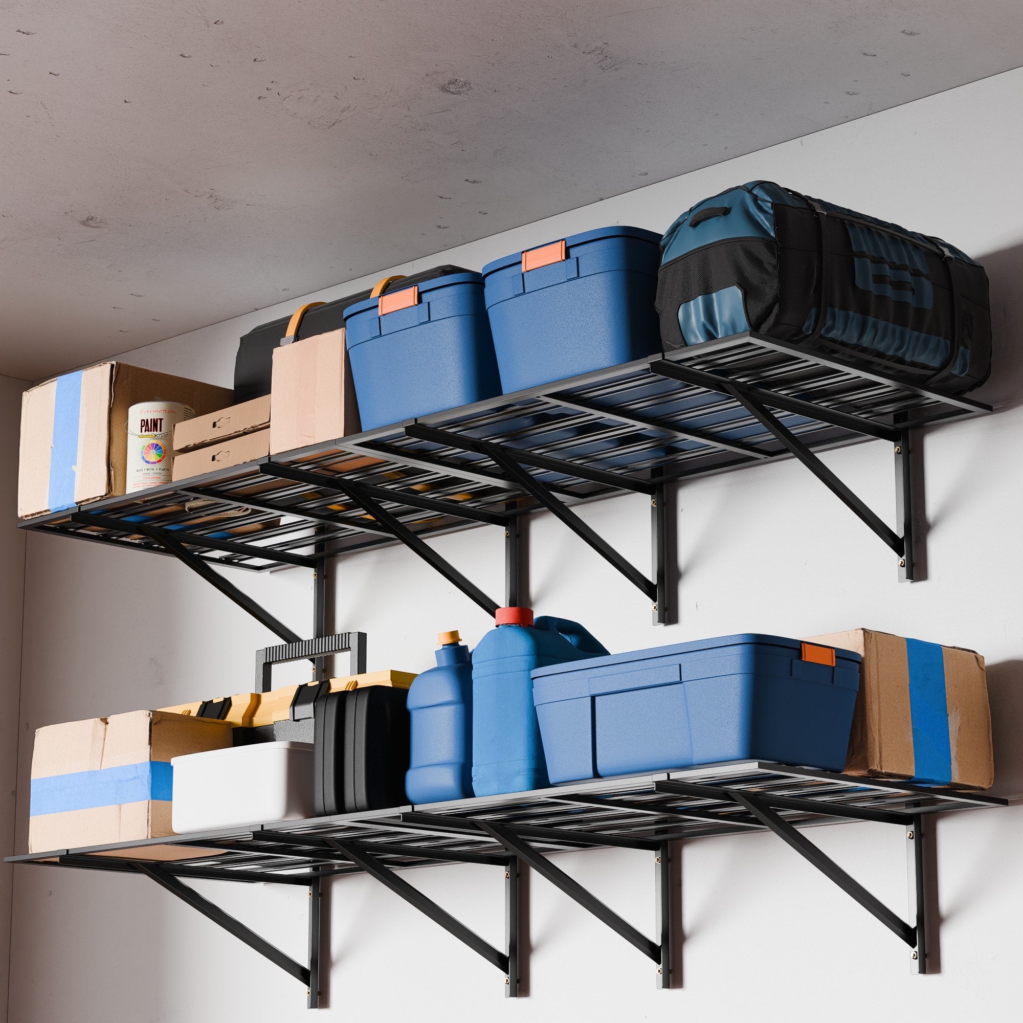 SunsGrove 2-Pack Heavy Duty Wall Shelving (1600LB Capacity) - 24"x72" Adjustable Steel Storage ...