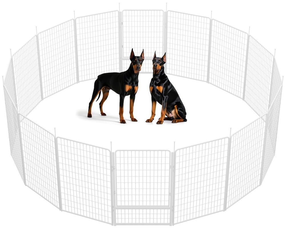 SunsGrove Dog Playpen with 2 Wider Doors,50 inch 16 Panels Non Slip ...