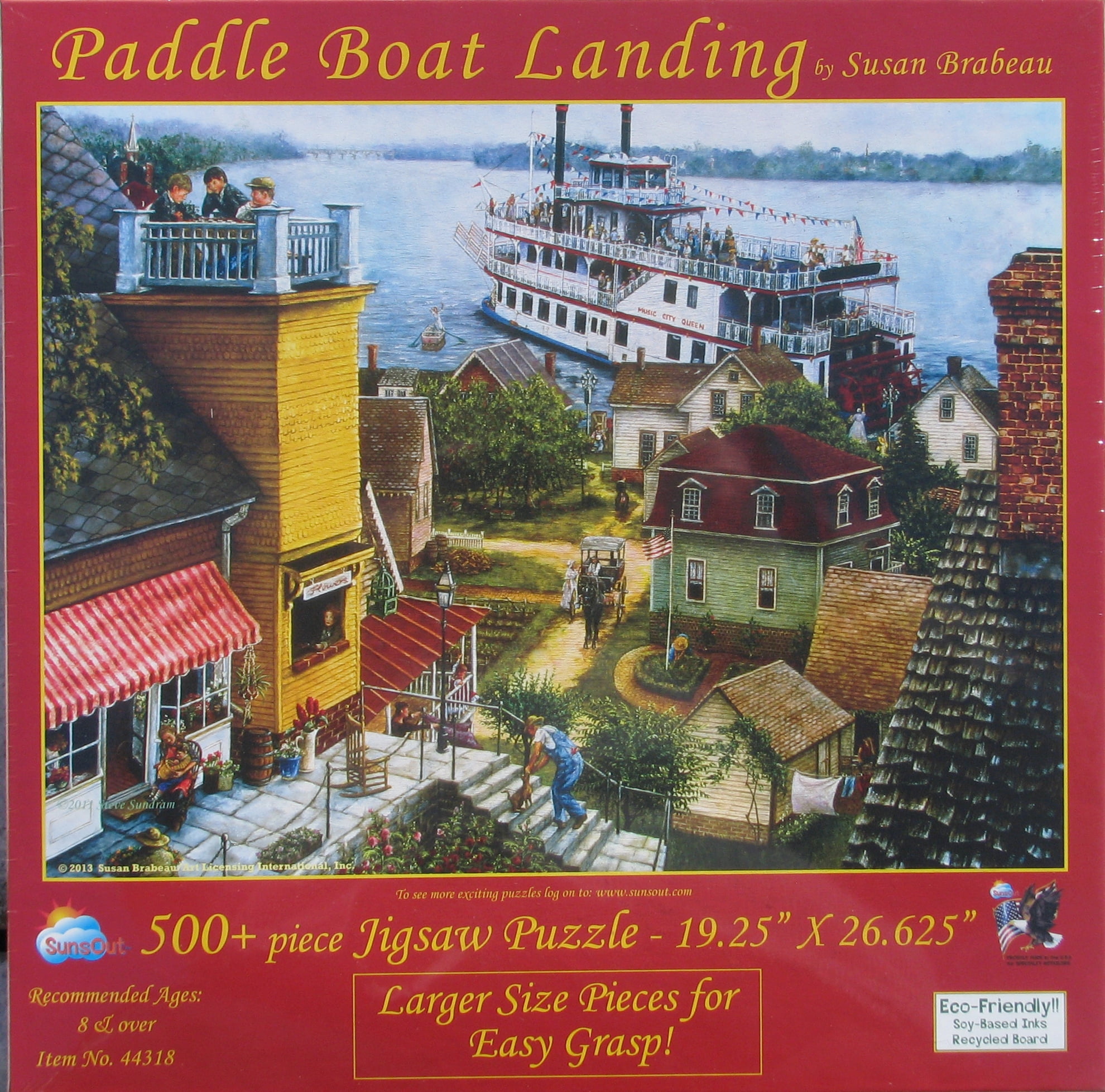 SunsOut PADDLE BOAT LANDING 500 pc Jigsaw Puzzle XL Pieces Riverboat ...