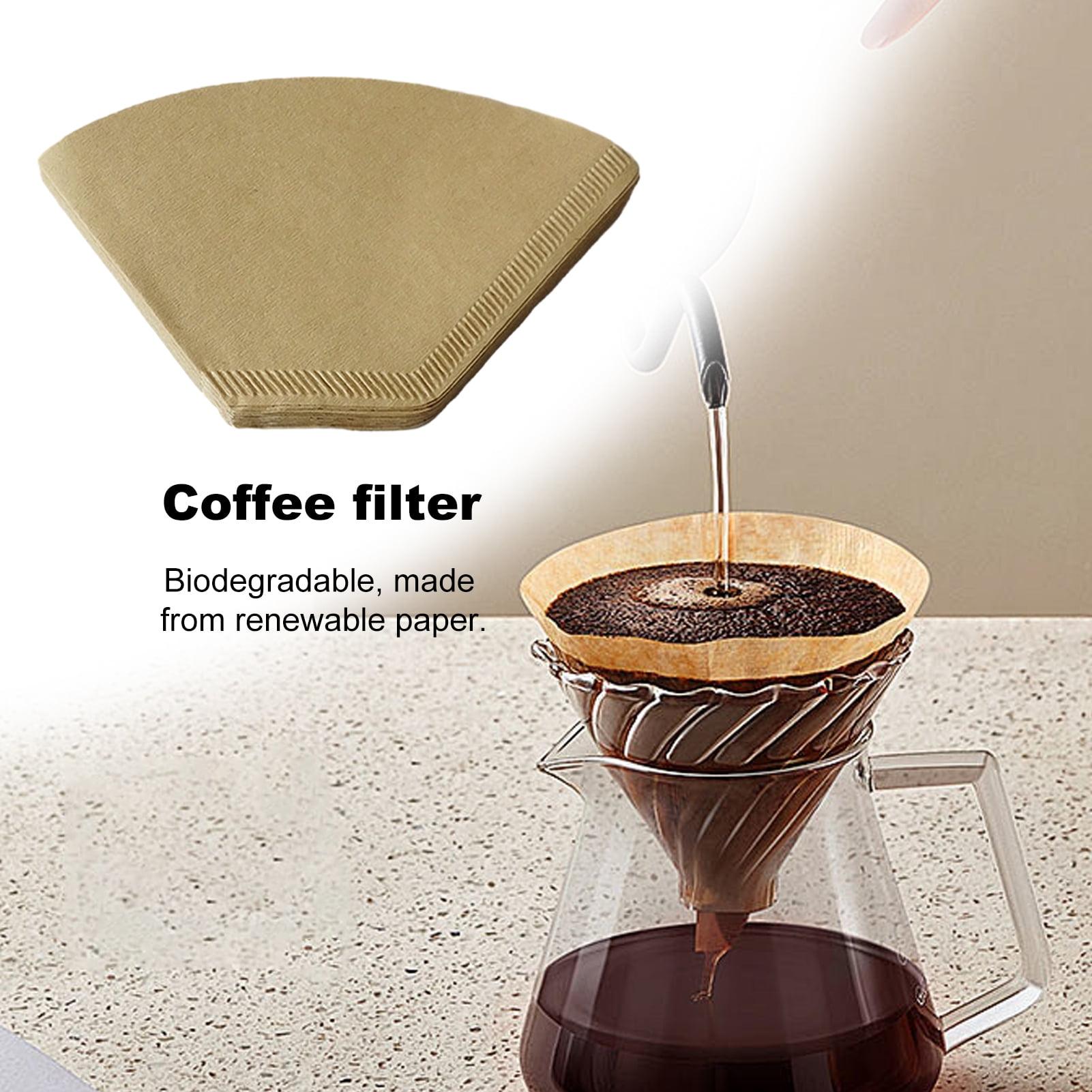 Coffee Filter Paper Cone Coffee Filter 8-12 Cup, Unbleached Natural ...