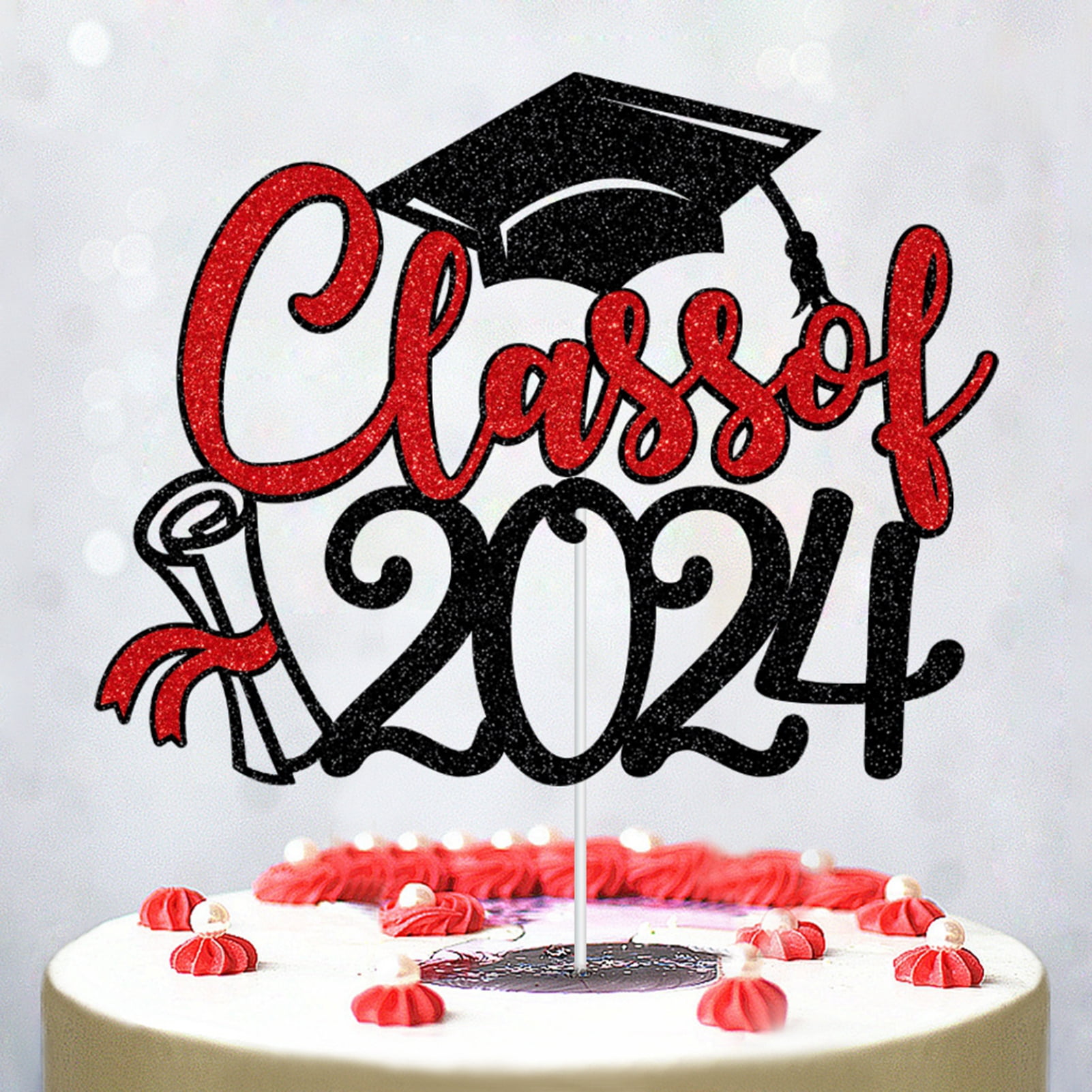 Sunsanly 1Pc/4Pcs Class of 2024 Cake Topper, Congrats Grad 2024 ...