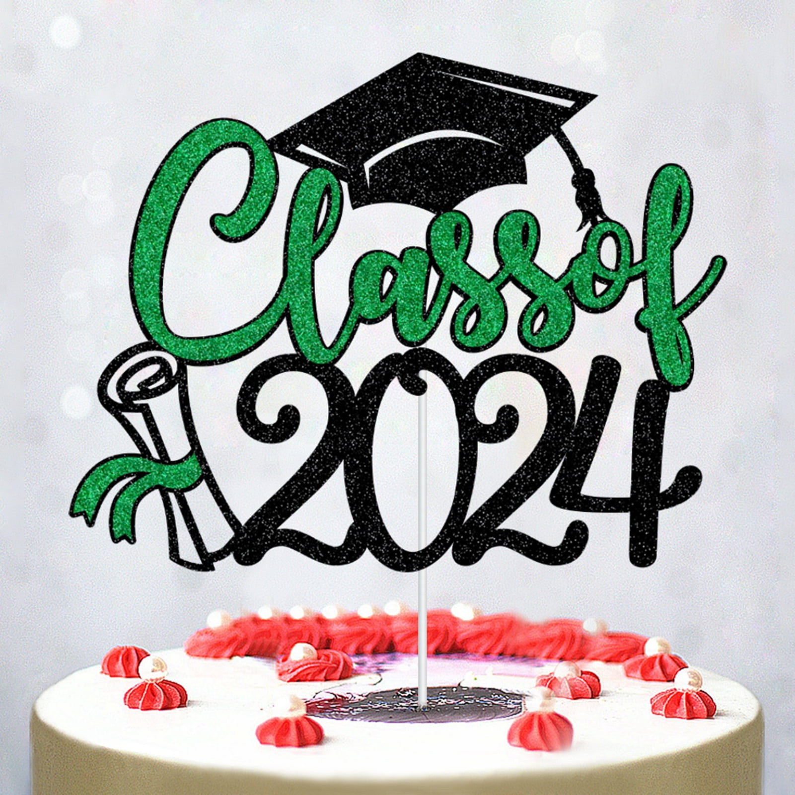 Sunsanly 1Pc/4Pcs Class of 2024 Cake Topper, Congrats Grad 2024 ...