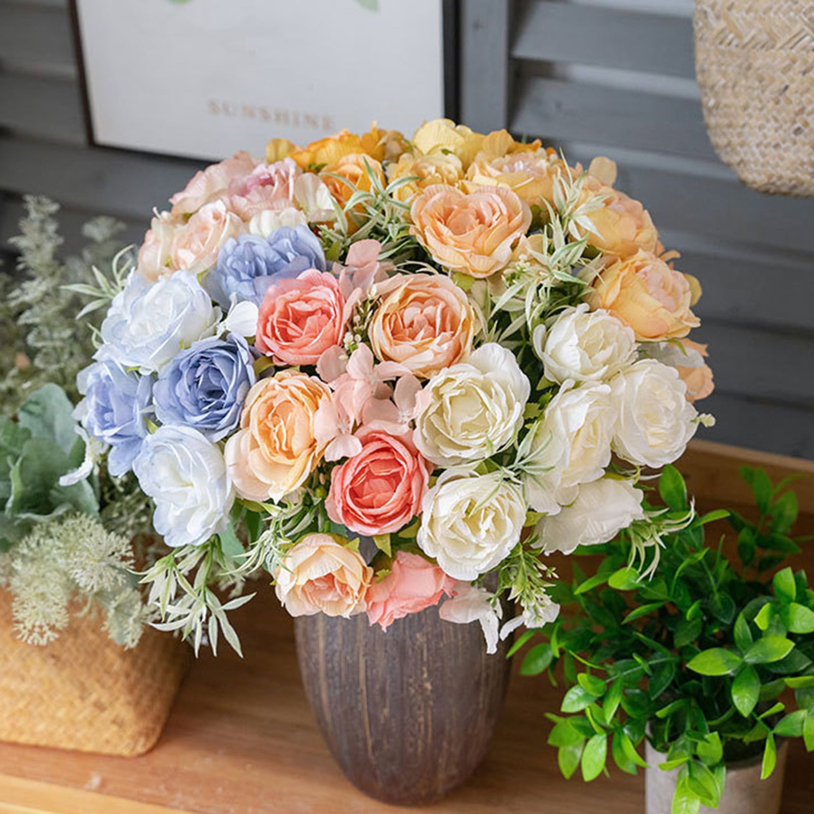 Sunsanly Artificial Flower Branch Artificial Peony Flower Branch with ...