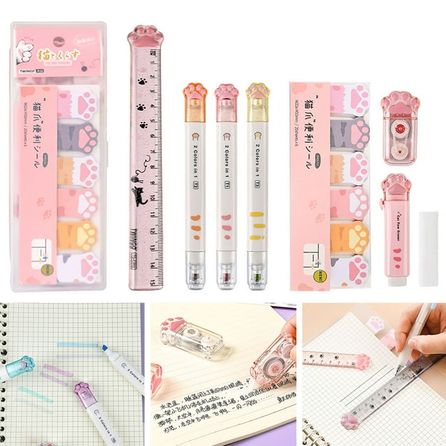Sunsanly Cat Paw Stationery Set with Retractable Eraser, White ...