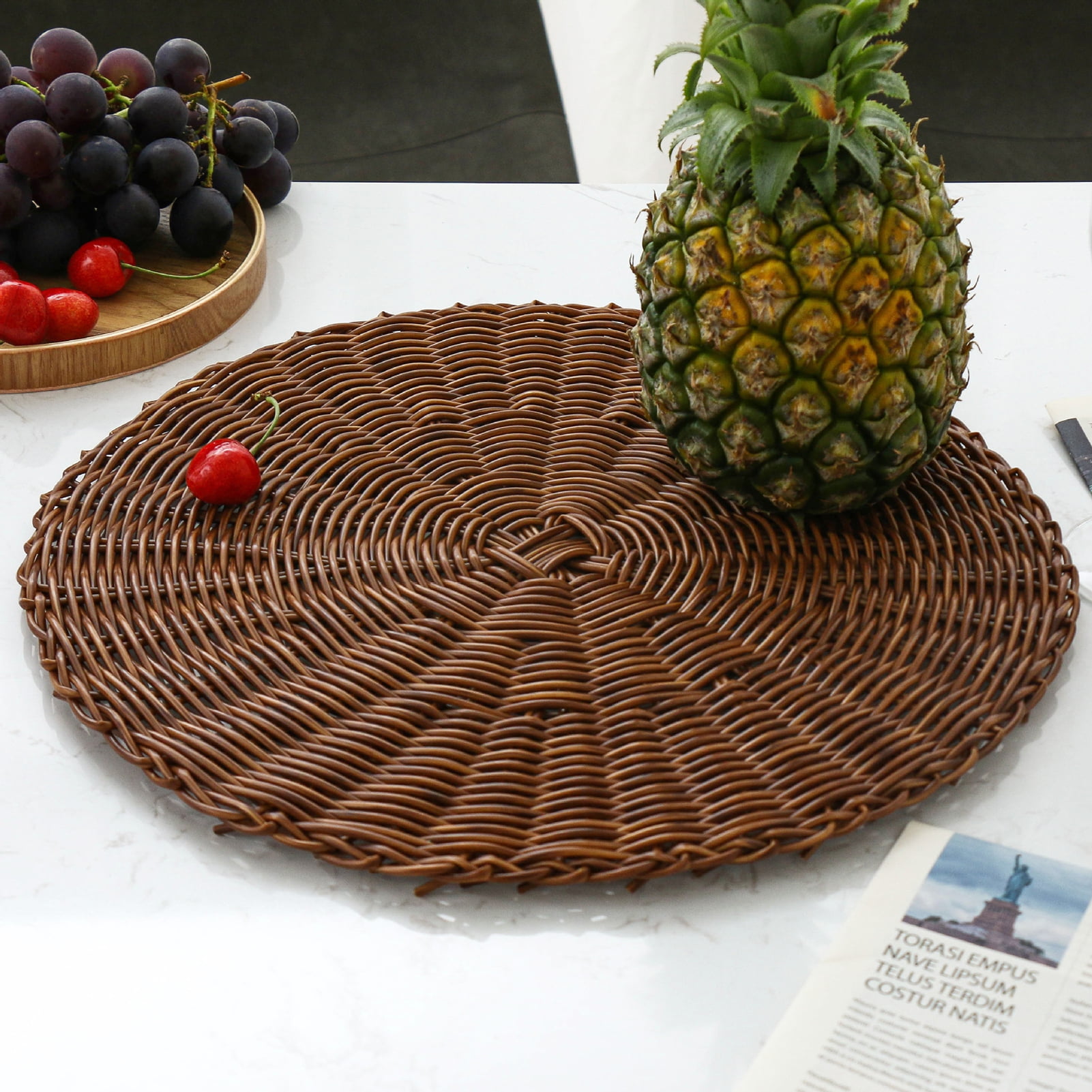 Sunsanly Round Braided Placemats Round Placemats for Kitchen Dining ...