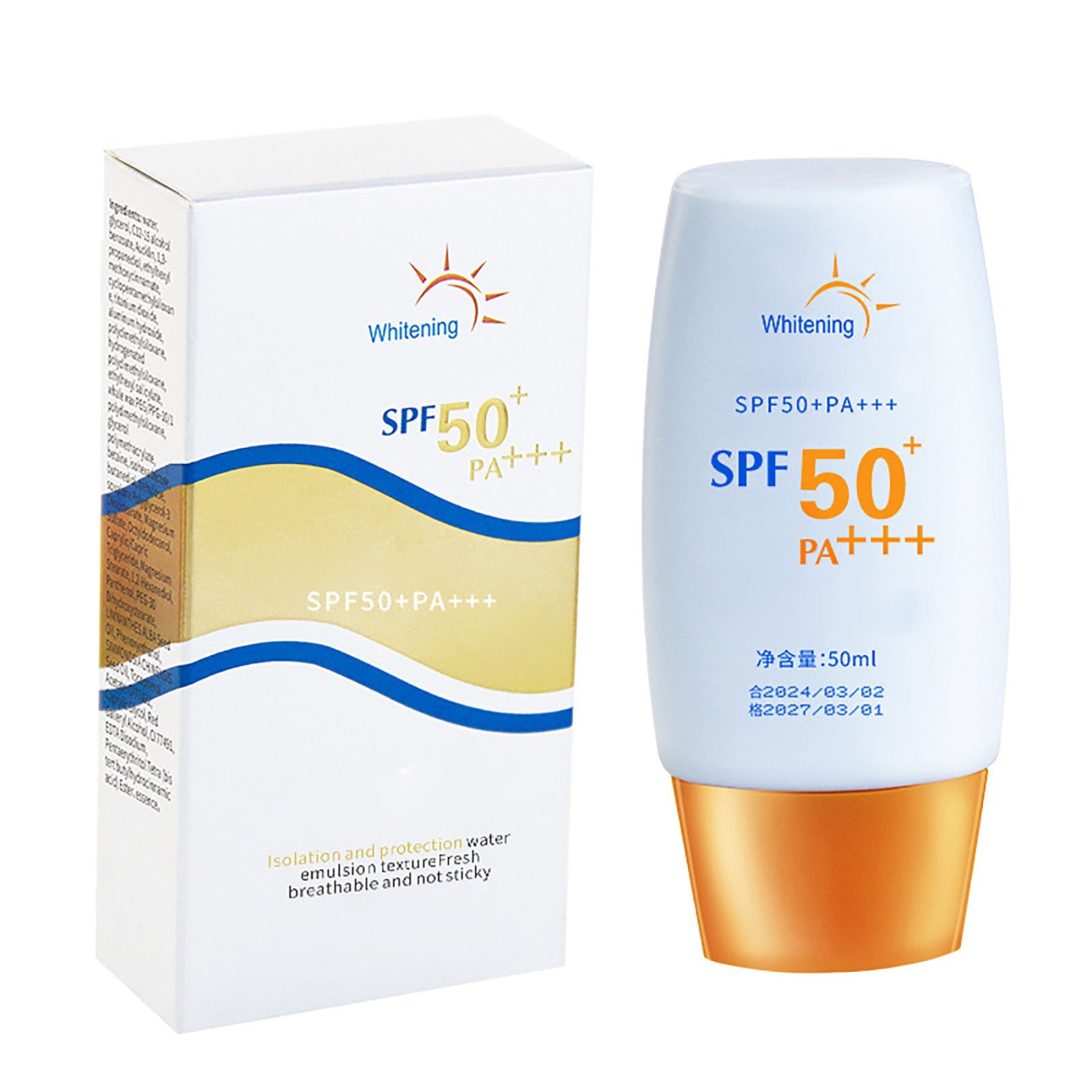 Sunscreen SPF 50 Whitening Sunscreen Facial Cream Refreshing Everyday ...