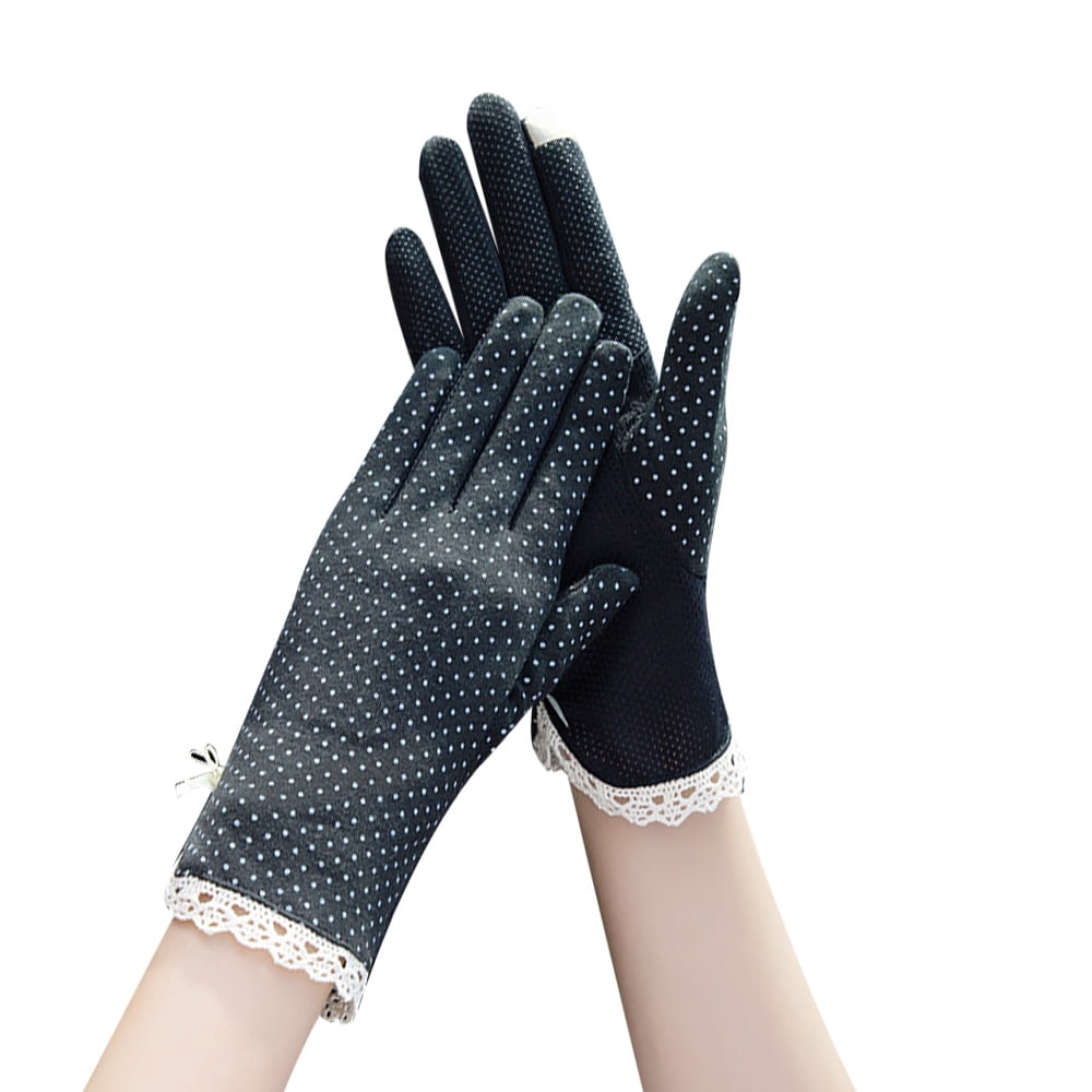 Sunscreen gloves Women's thin summer driving and riding all finger non ...