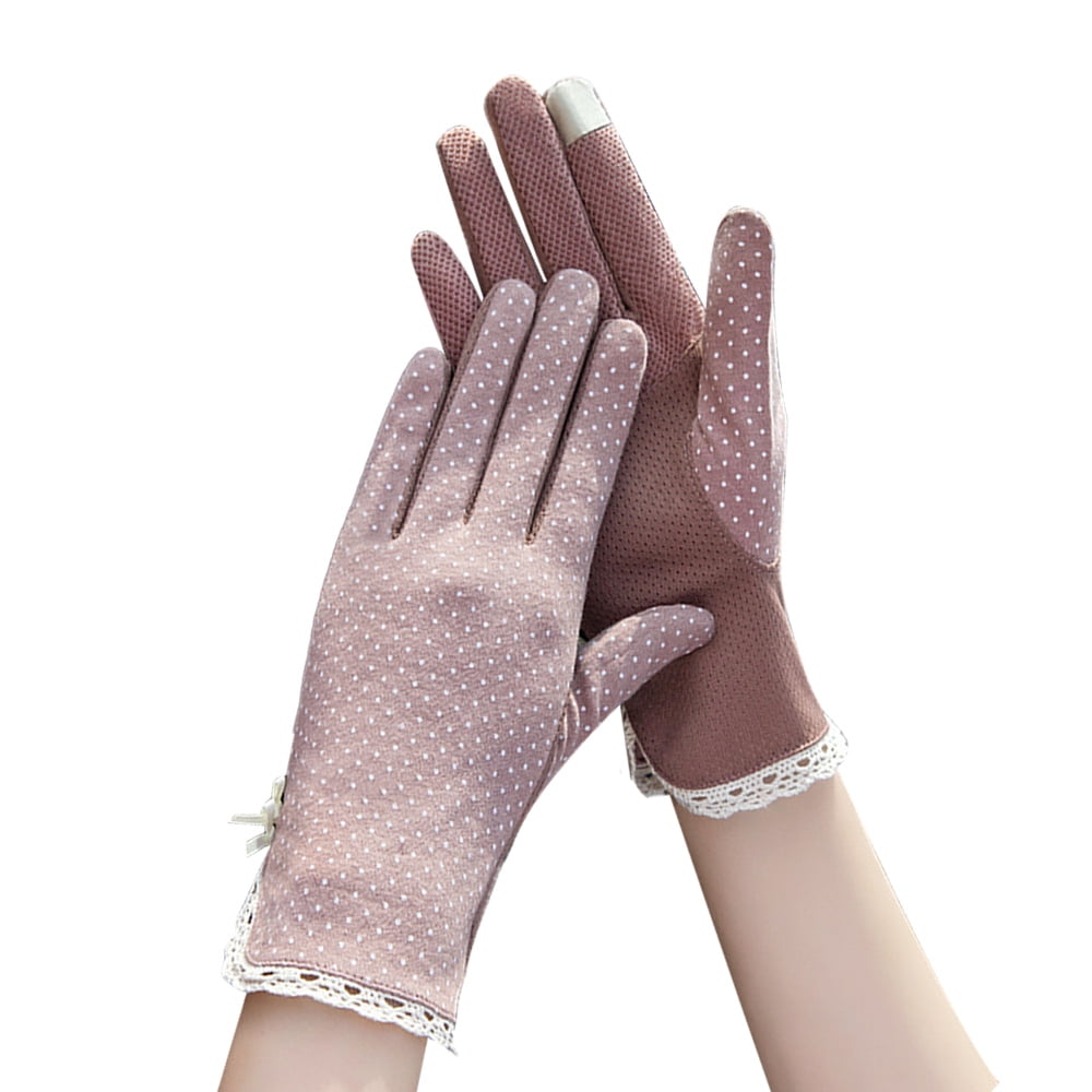 Sunscreen gloves Women's thin summer driving and riding all finger non ...