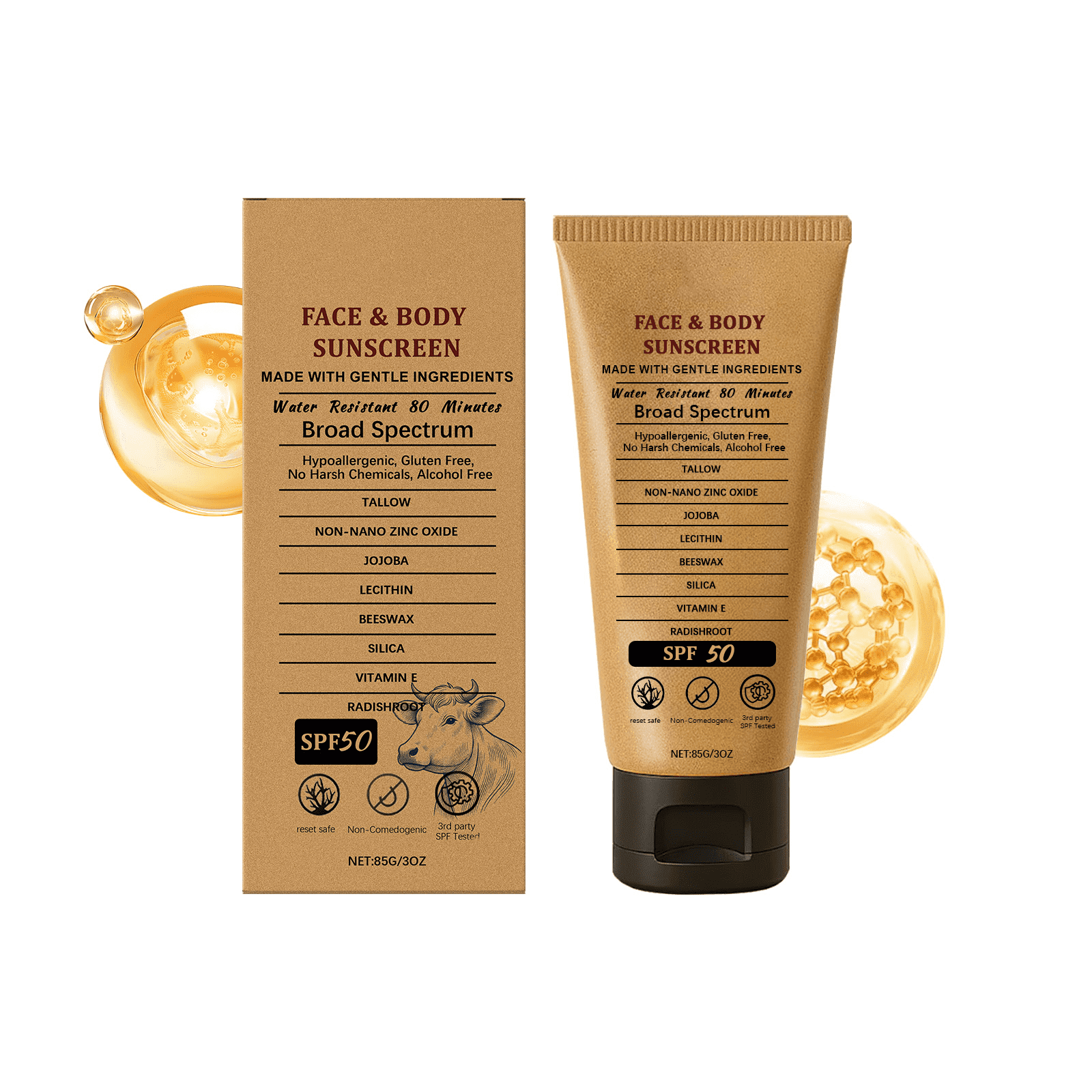 Sunscren Non Greasy Organic Natural Sol Beef Tallow - Walmart.com