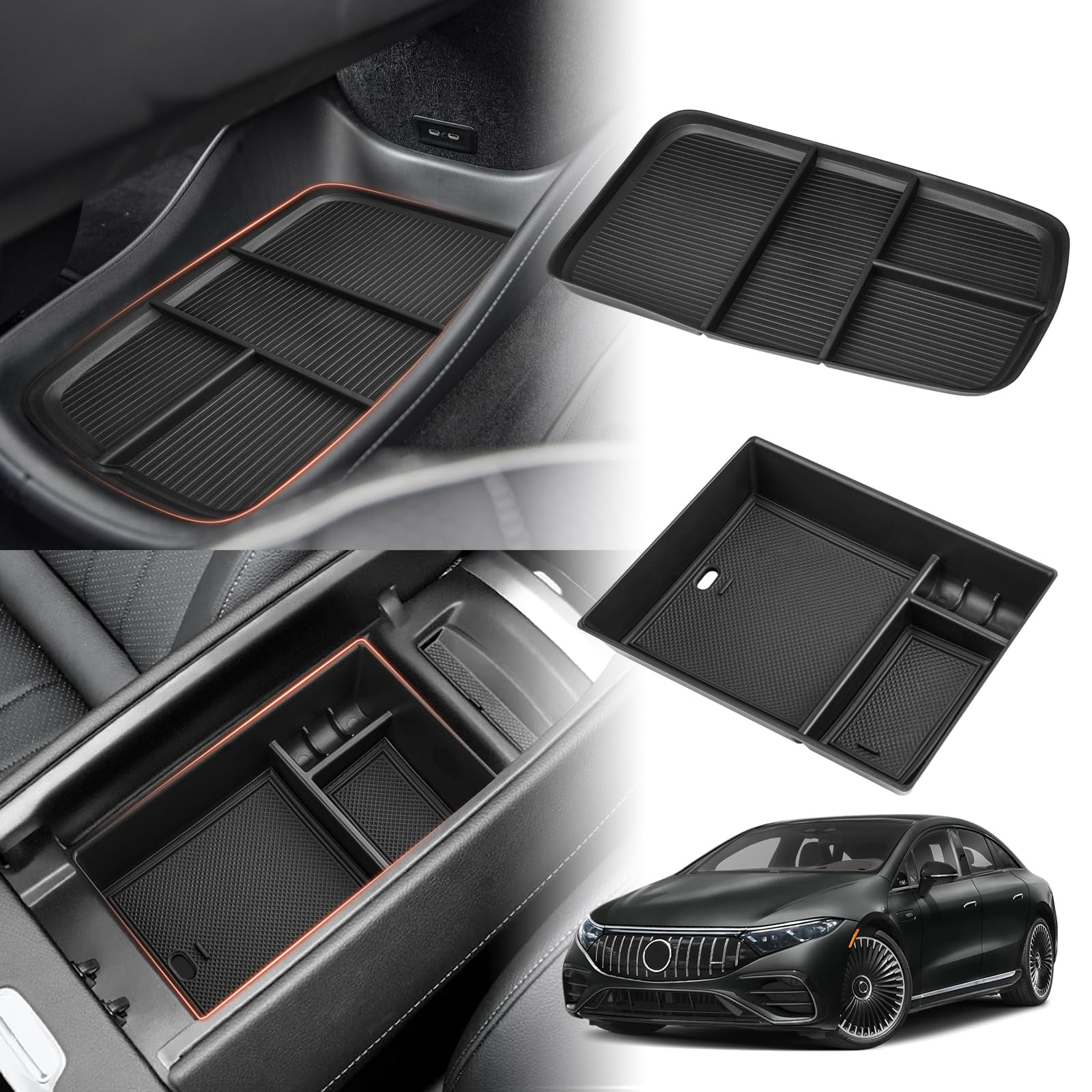 Sunsdrew 2025 Upgraded 2PCS Mercedes-Benz EQS Center Console Organizer ...