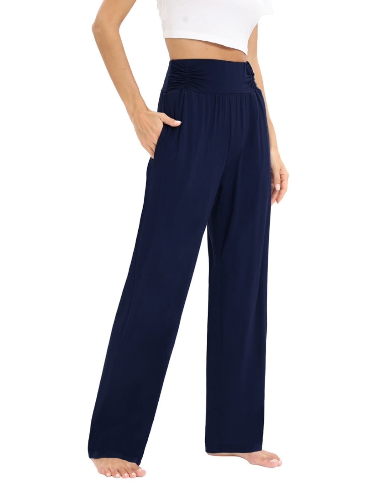 Sunsent Women's Wide Leg Yoga Pants High Waisted Lounge Pajama Pants ...