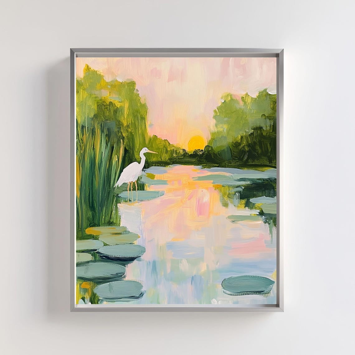 Sunset Aesthetics Coastal Abstract Marsh Painting, Pastel Minimalistic ...