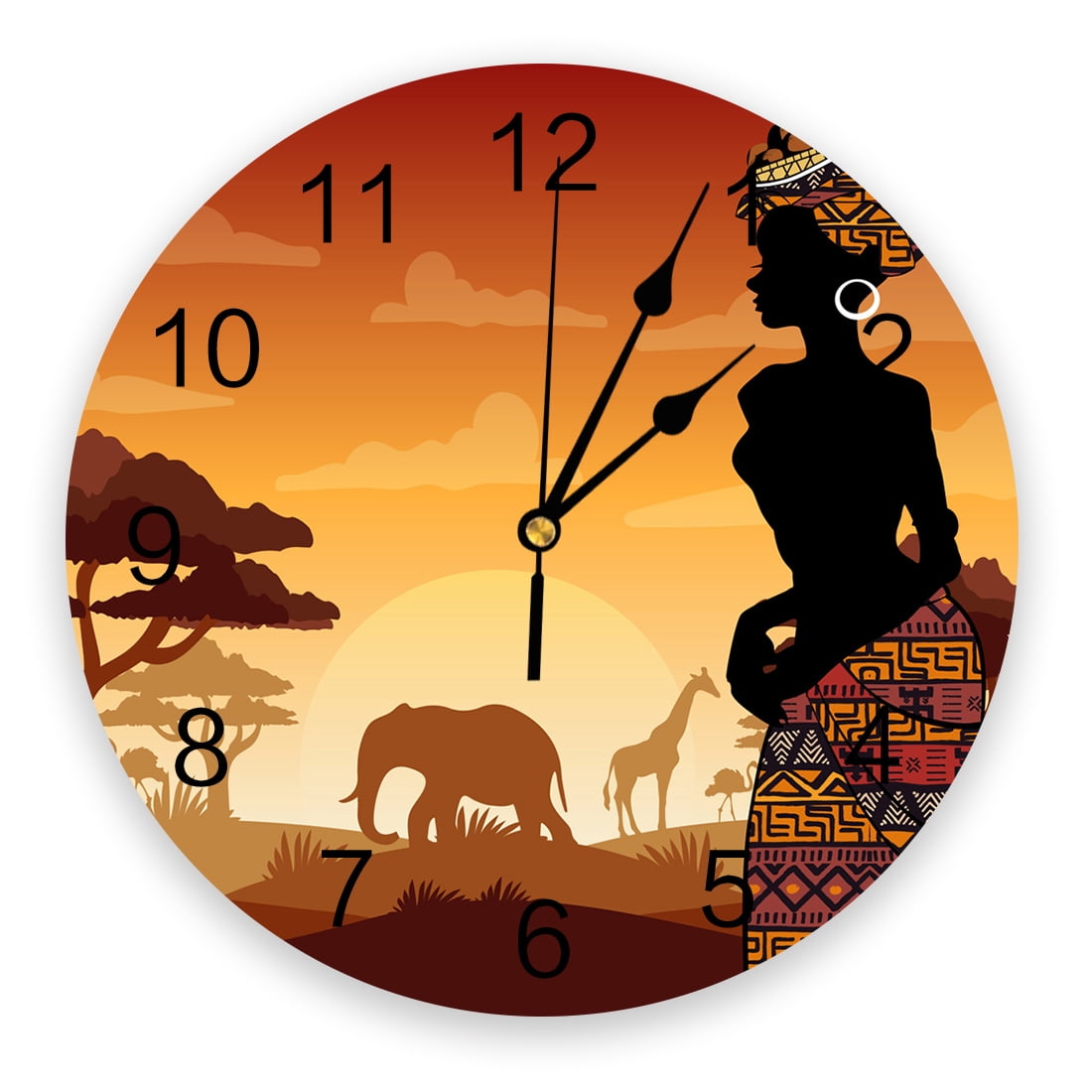 Sunset African Woman Child Tree s Clocks Wall Home ration Modern ...