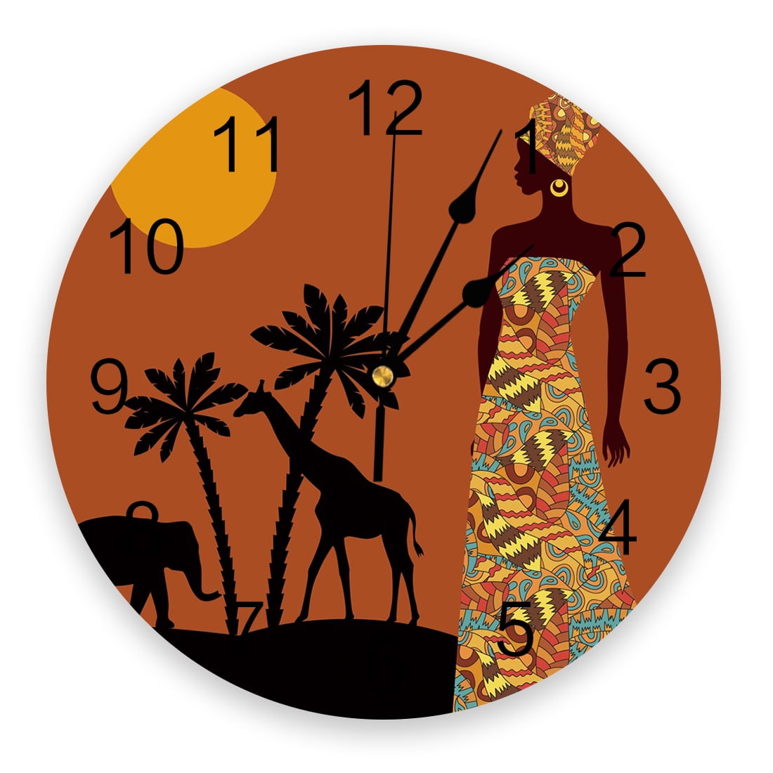 Sunset African Woman Child Tree s Clocks Wall Home ration Modern ...