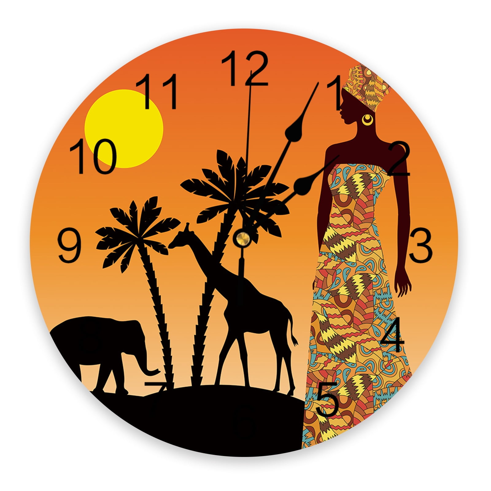 Sunset African Woman Child Tree s Clocks Wall Home ration Modern ...