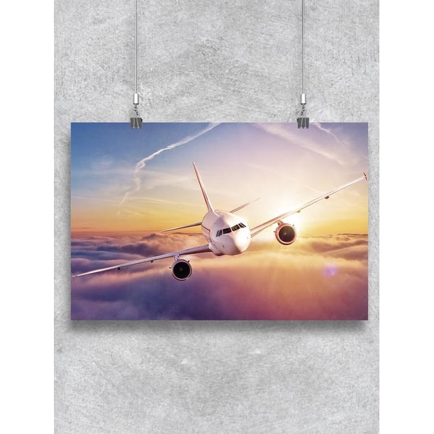 Sunset Airplane Flight Poster -Image by Shutterstock - Walmart Business ...