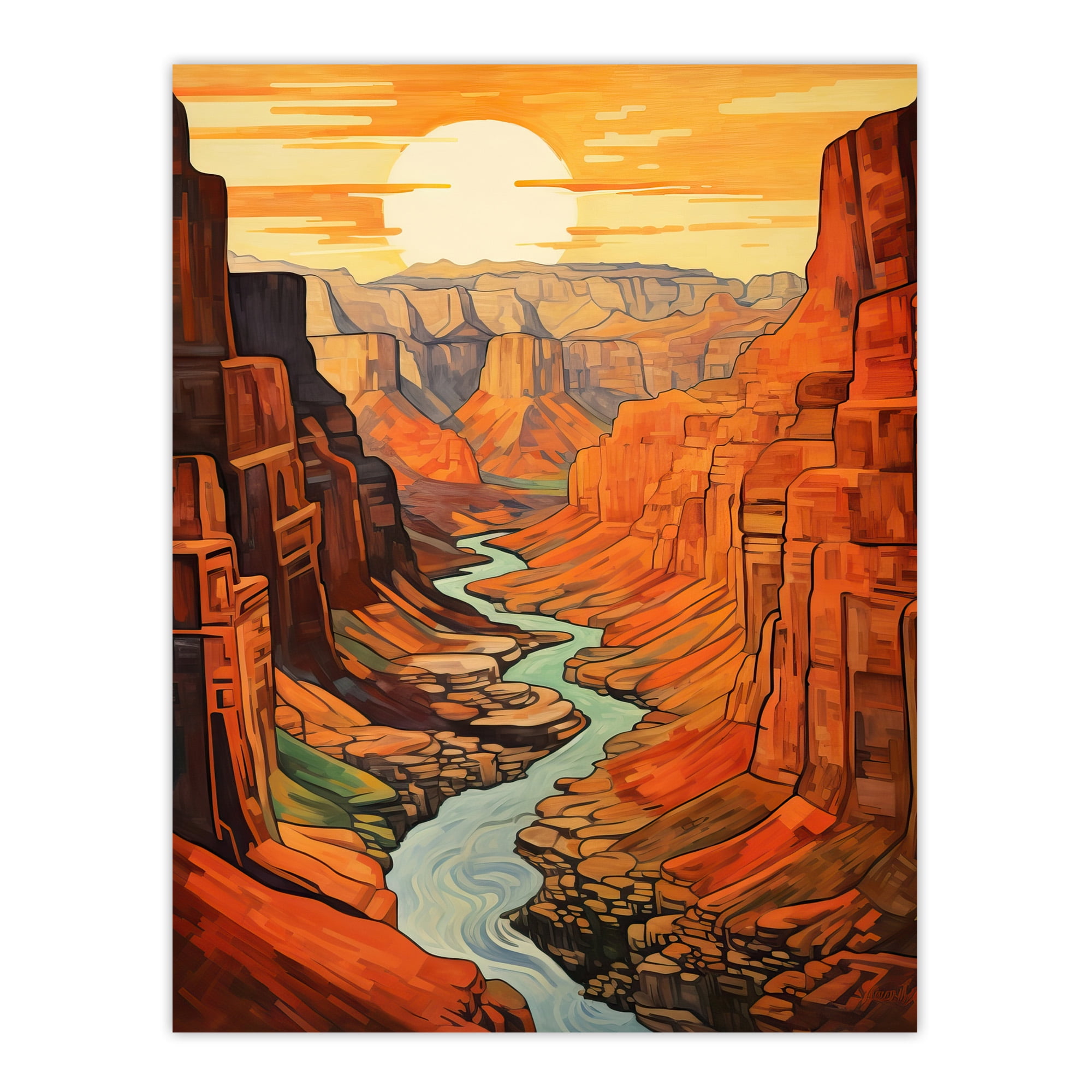 Sunset At Grand Canyon Oil Painting Warm Colours USA National Park ...
