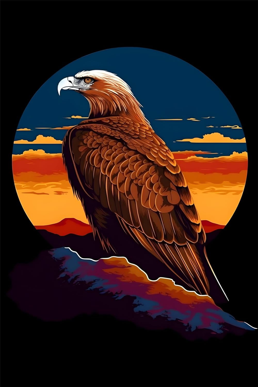 Sunset Bald Eagle - Modern Minimalist Home Decor Artwork - Animal Theme ...