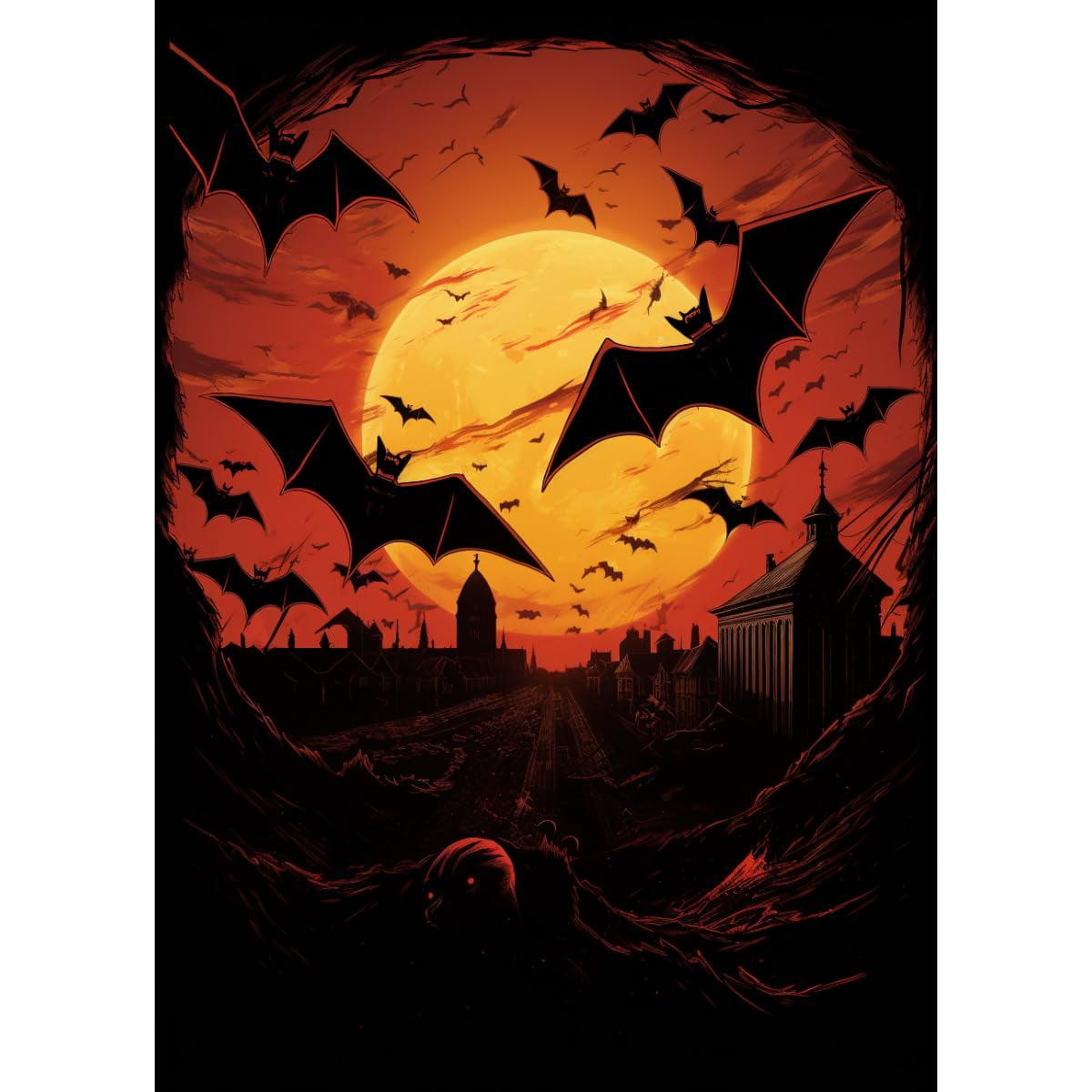Sunset and Bats 5D Diamond Art DIY Paint with Full Drill Round Diamond ...
