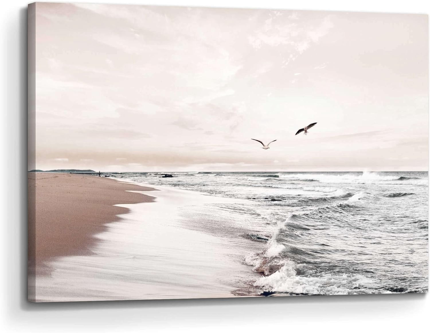 Sunset Beach Canvas Wall Art: Coastal Picture Palm Tree Seascape Print ...