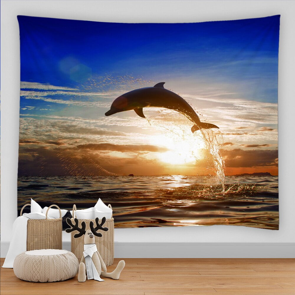 Sunset Beach Coconut Tree Seaside Landscape Tapestry Hanging Cloth ...