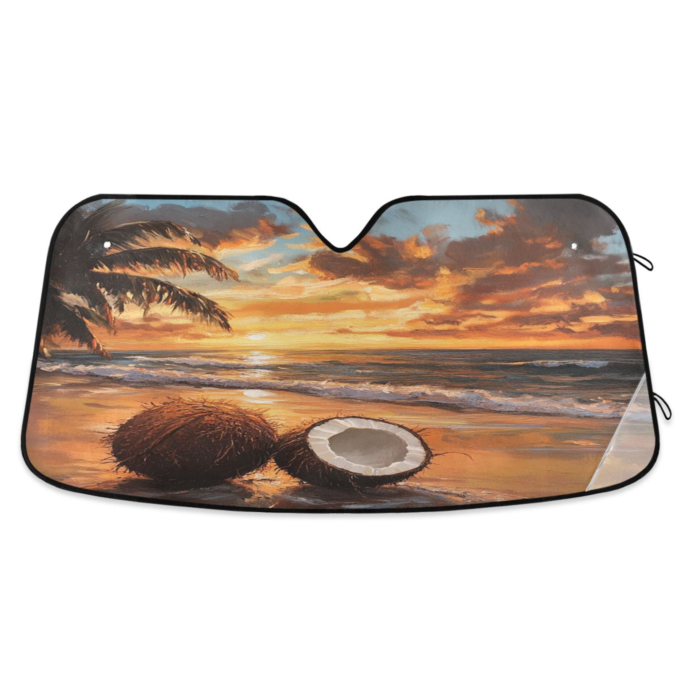 Sunset Beach Coconuts Trees Windshield Sun Shade Automobile Visor ...