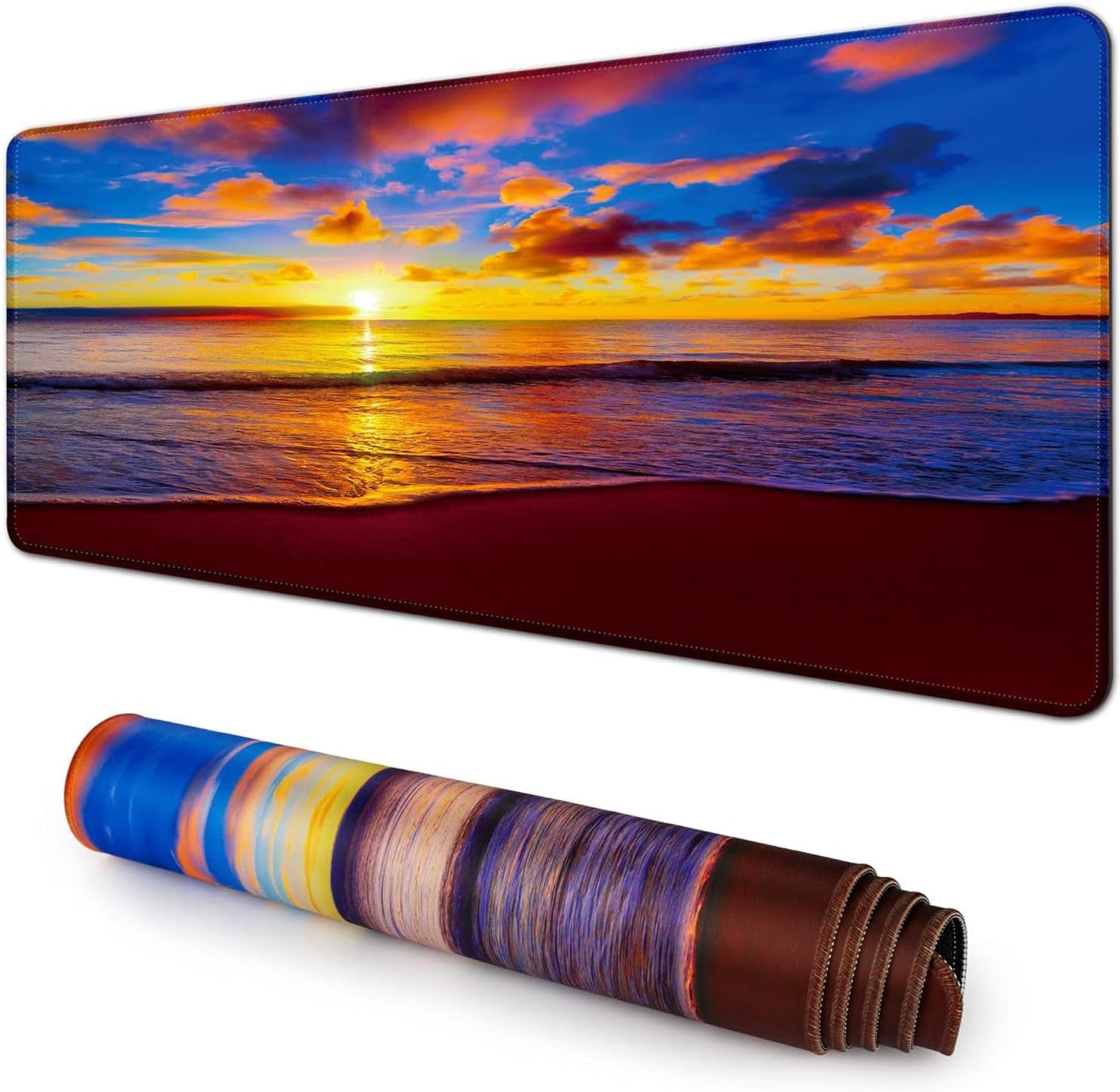Sunset Beach Desktop Gaming Mouse Pad XXL Extended Stitched Edges ...