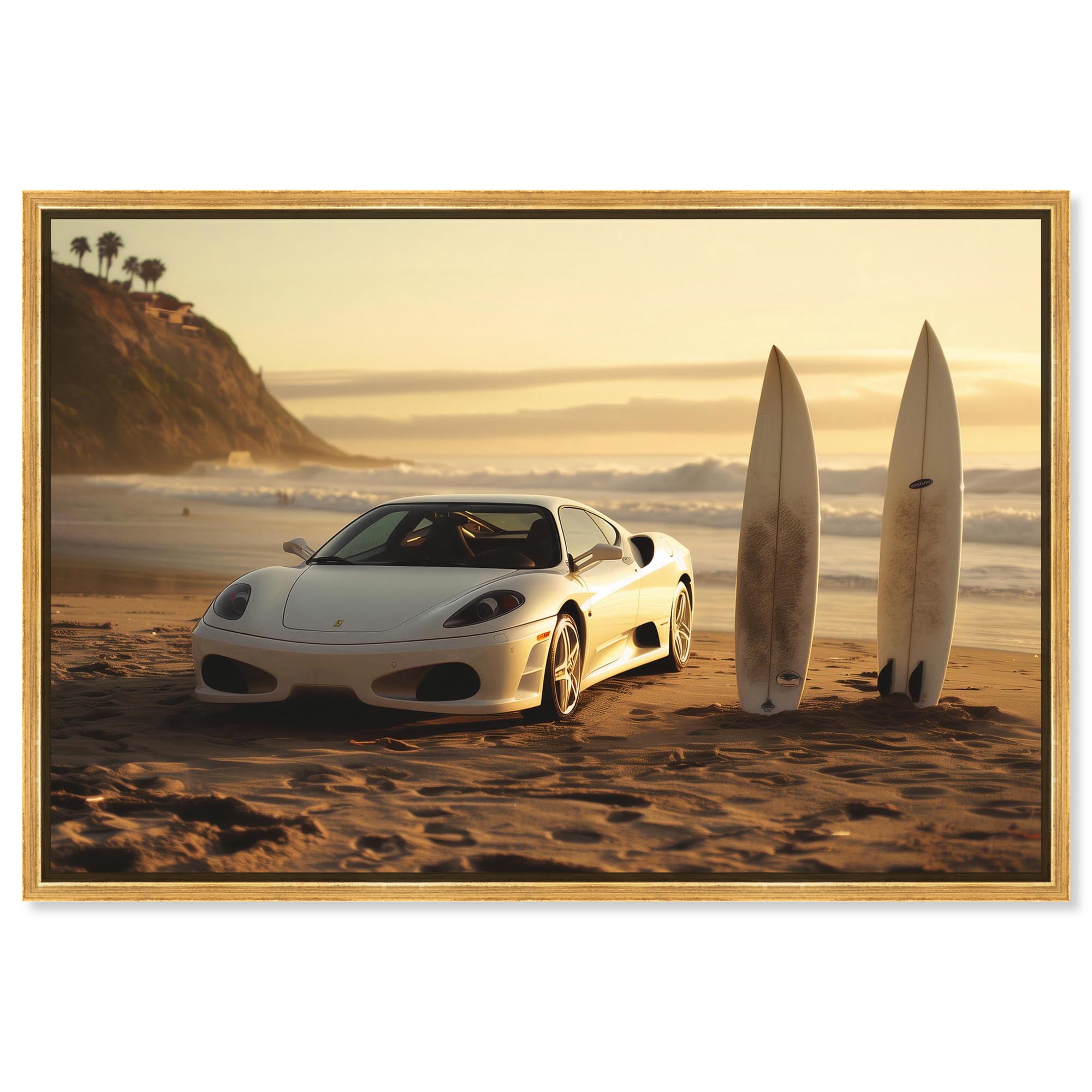 Sunset Beach Drive Canvas Mancave Art by Art Remedy, Gold Frame, 30 x ...